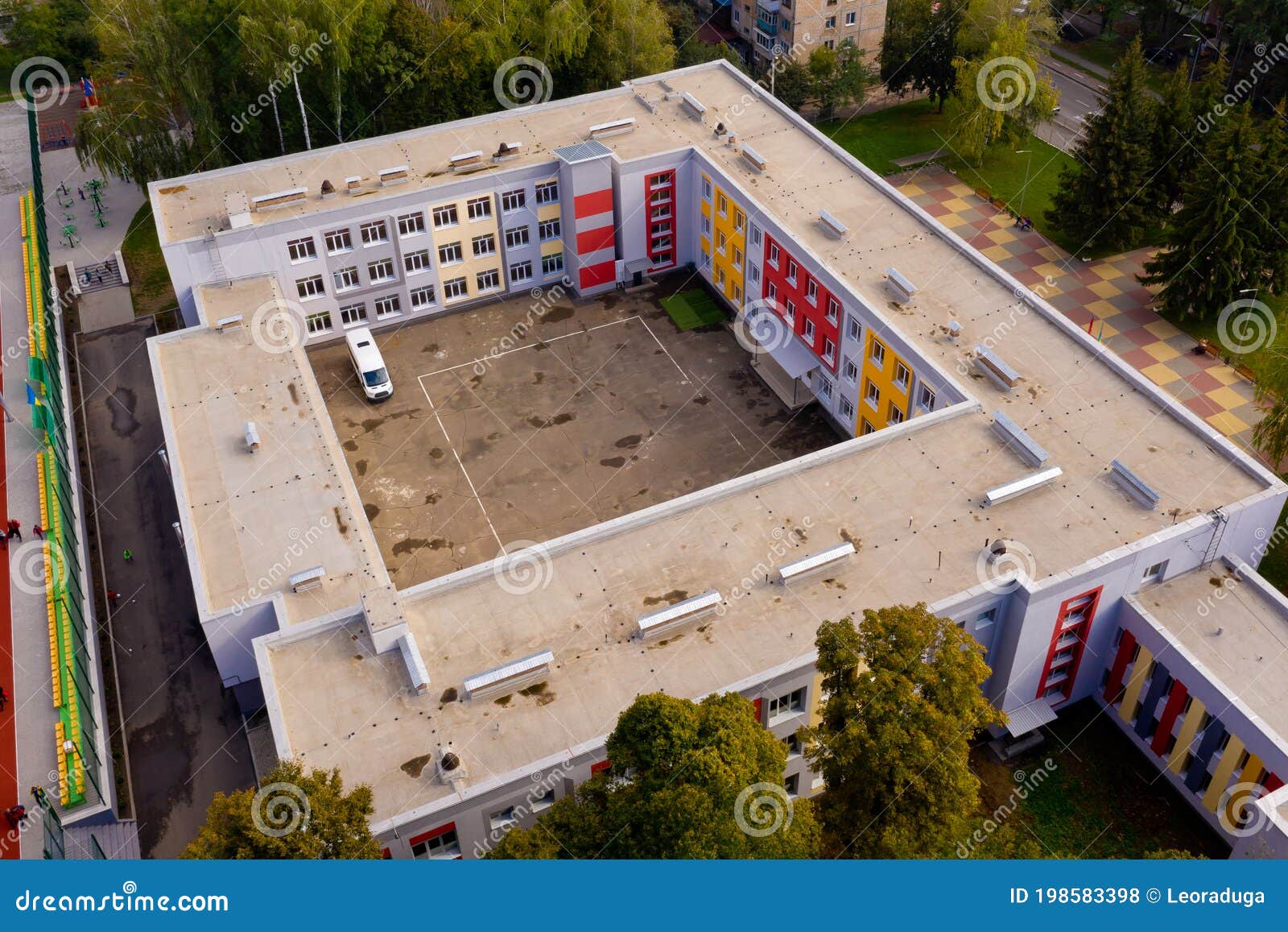 New School for Children. Aerial View Editorial Stock Photo - Image of ...