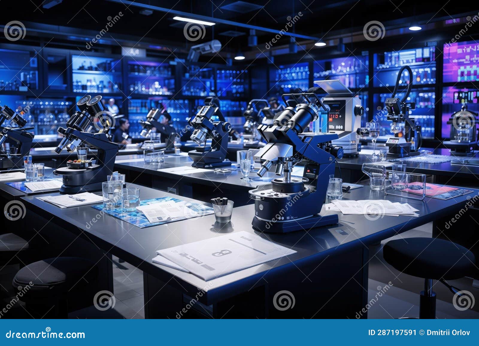 Microscopes In A Scientific Laboratory Stock Image | CartoonDealer.com ...
