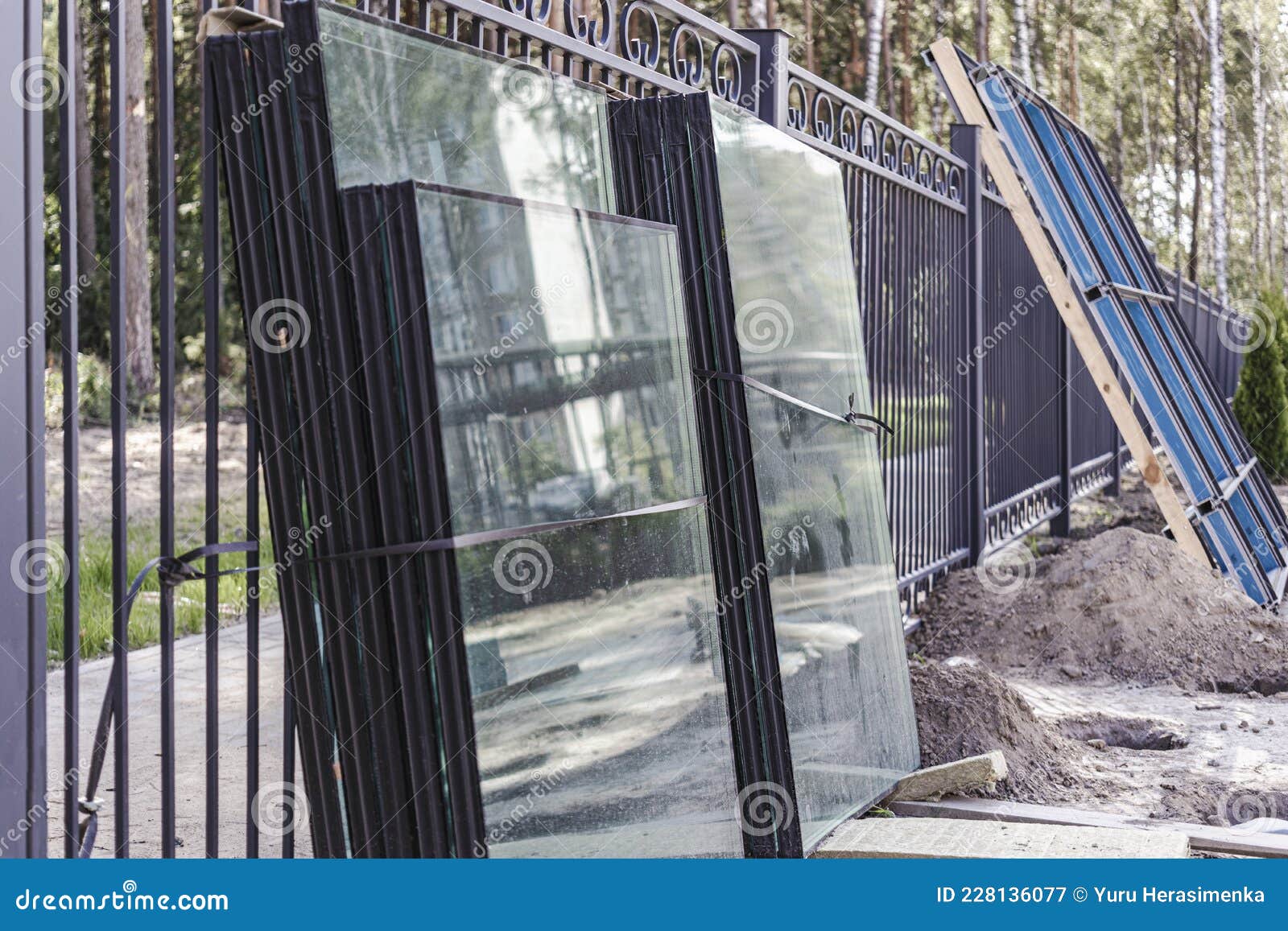 New Sealed Glass Units at Building Site. Storage and Preparation at the ...