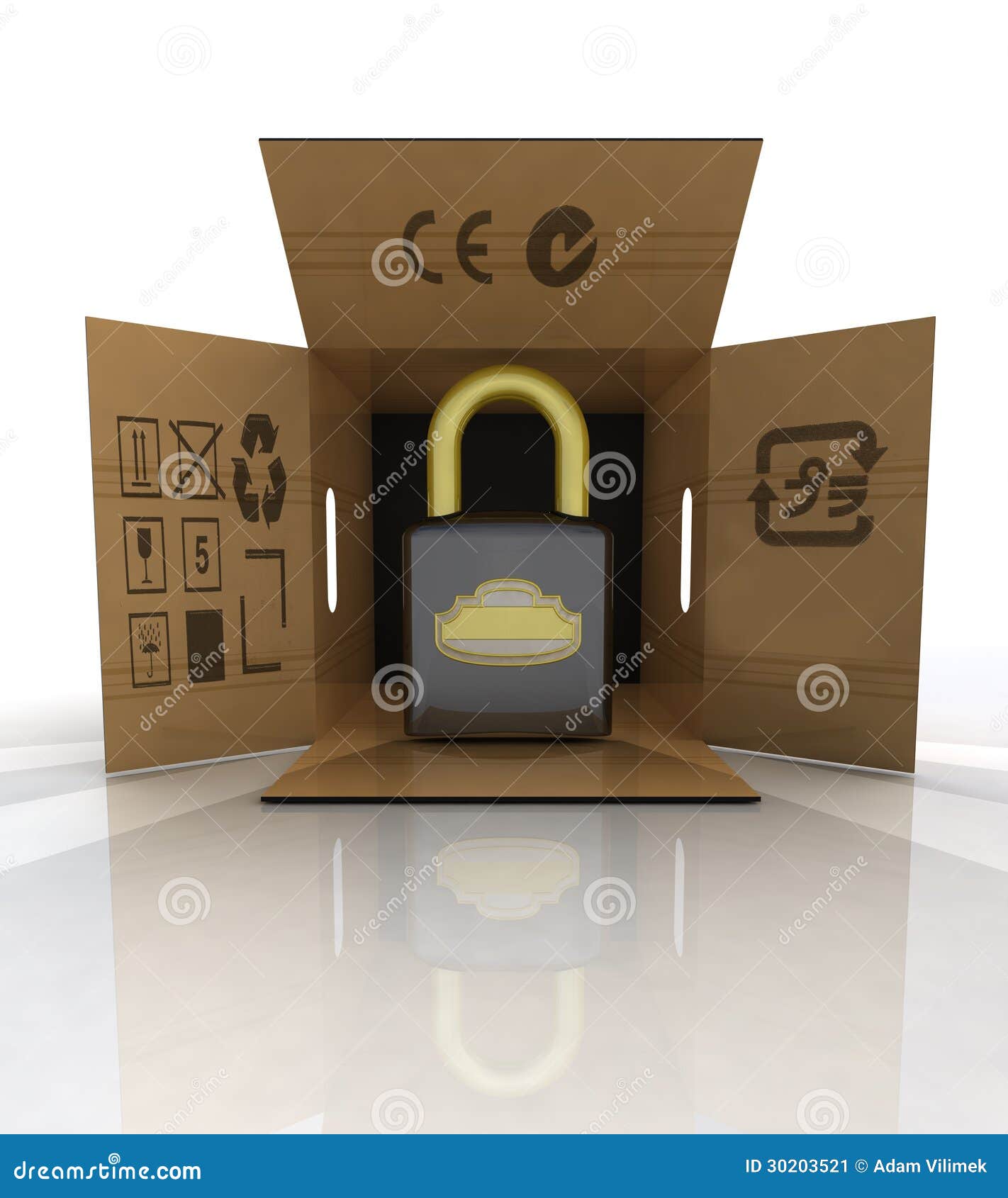 New Security Padlock Advertise in Carton Box Stock Illustration ...