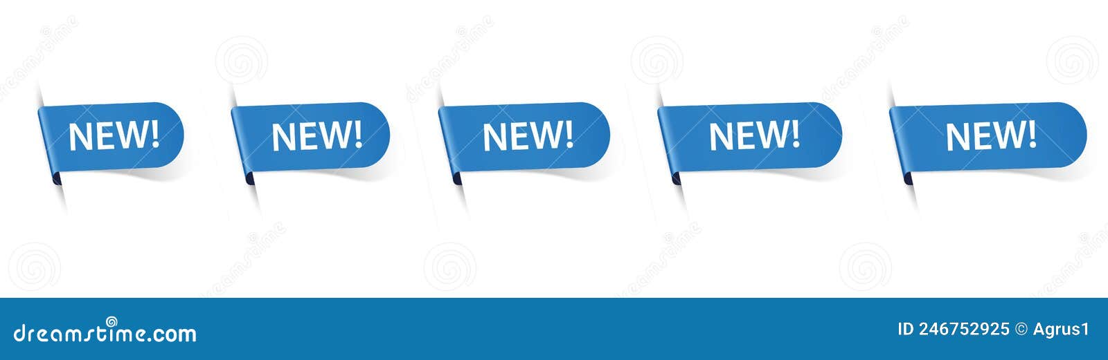 NEW - Set of Vector Illustrations of Blue Colored Label Banners on ...