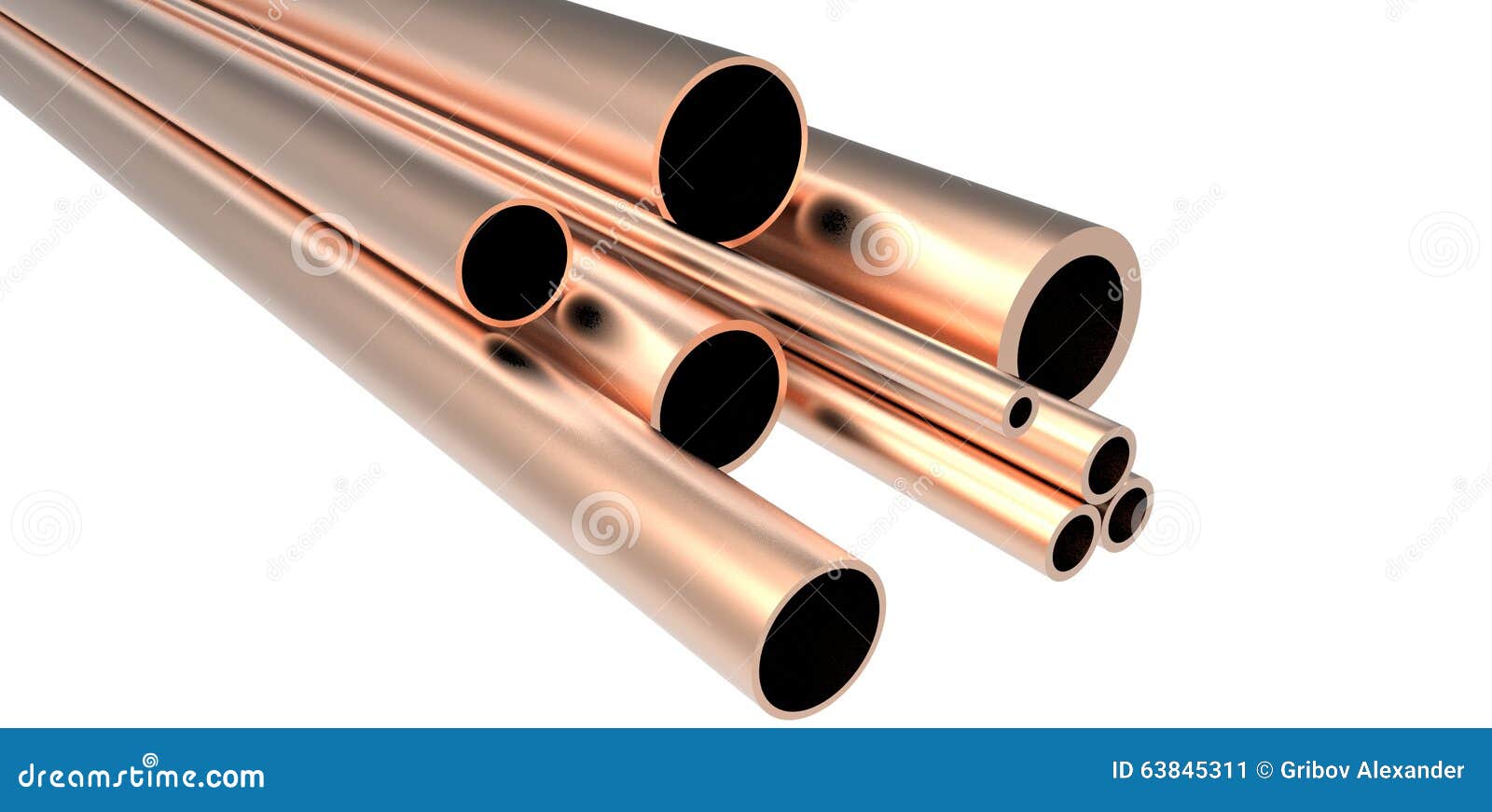 New shiny copper metal stock illustration. Illustration of pipe - 63845311