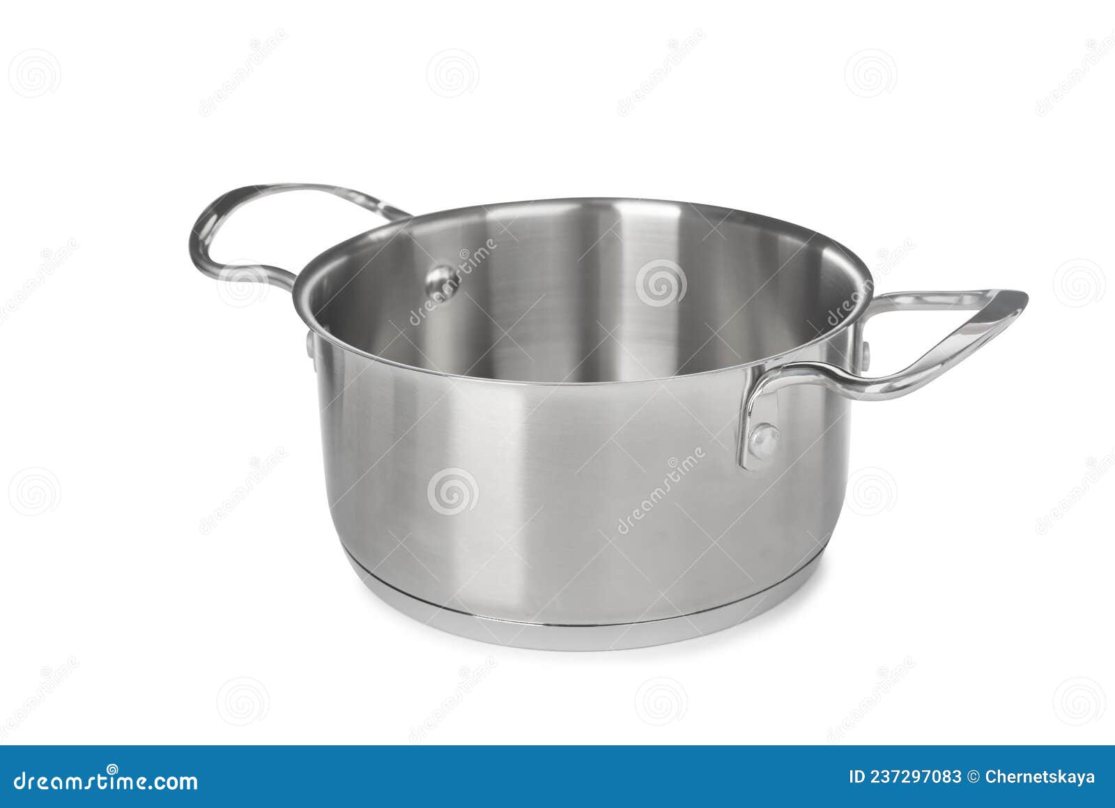 New Shiny Pot Isolated on White. Domestic Kitchenware Stock Image ...