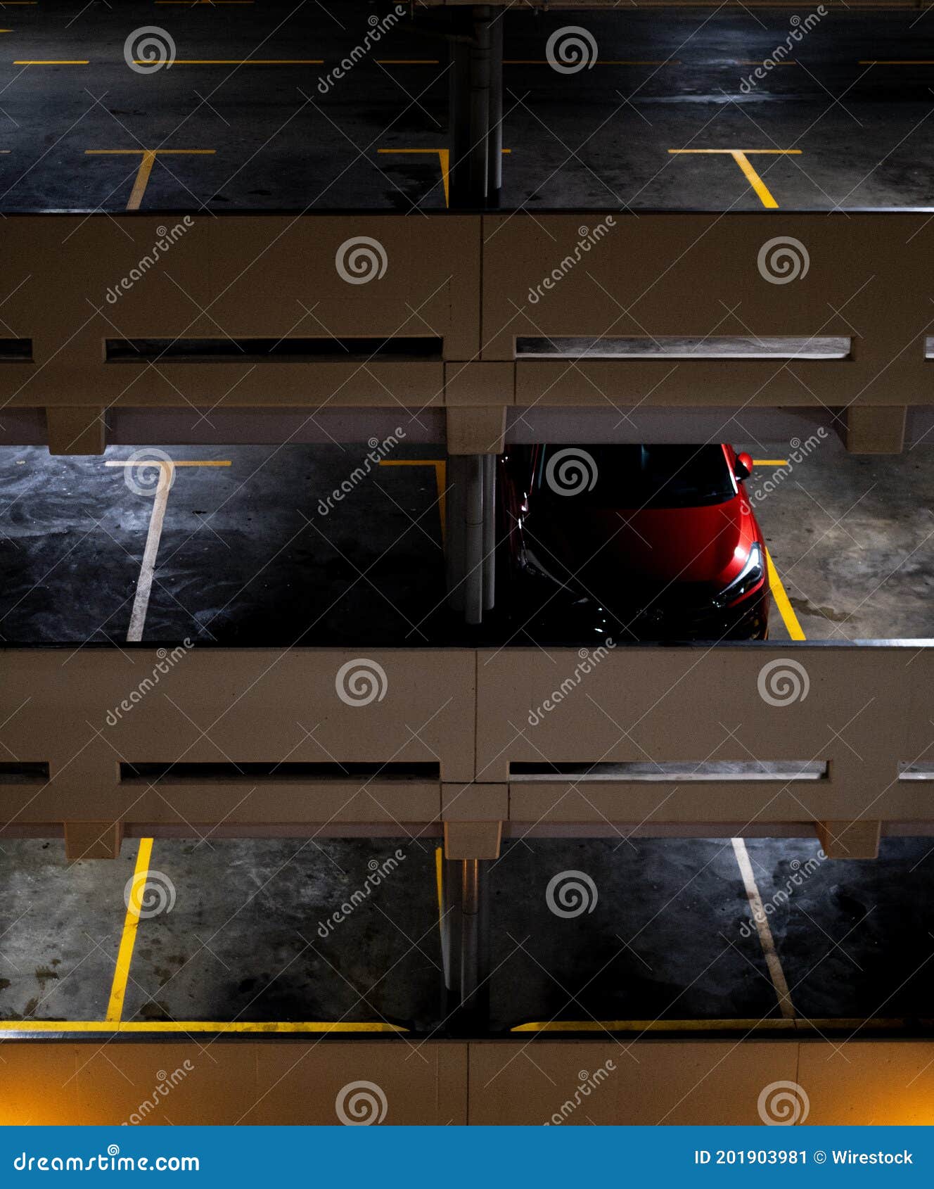 New Shiny Red Car in a Parking Stock Image - Image of auto, city: 201903981