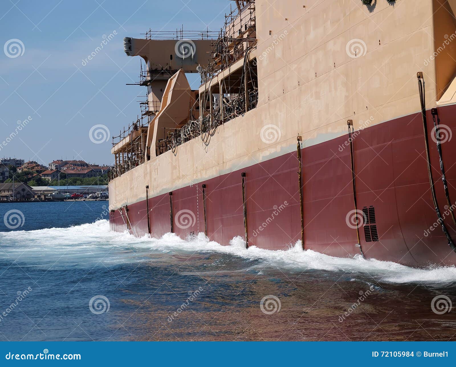New ship launching stock photo. Image of machinery, roping - 72105984