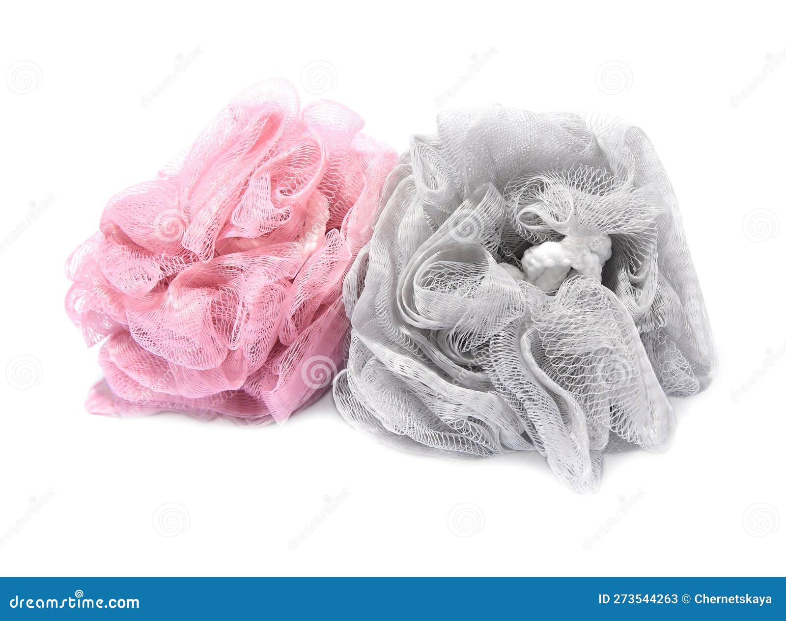 New Shower Puffs on White Background. Personal Hygiene Stock Image ...