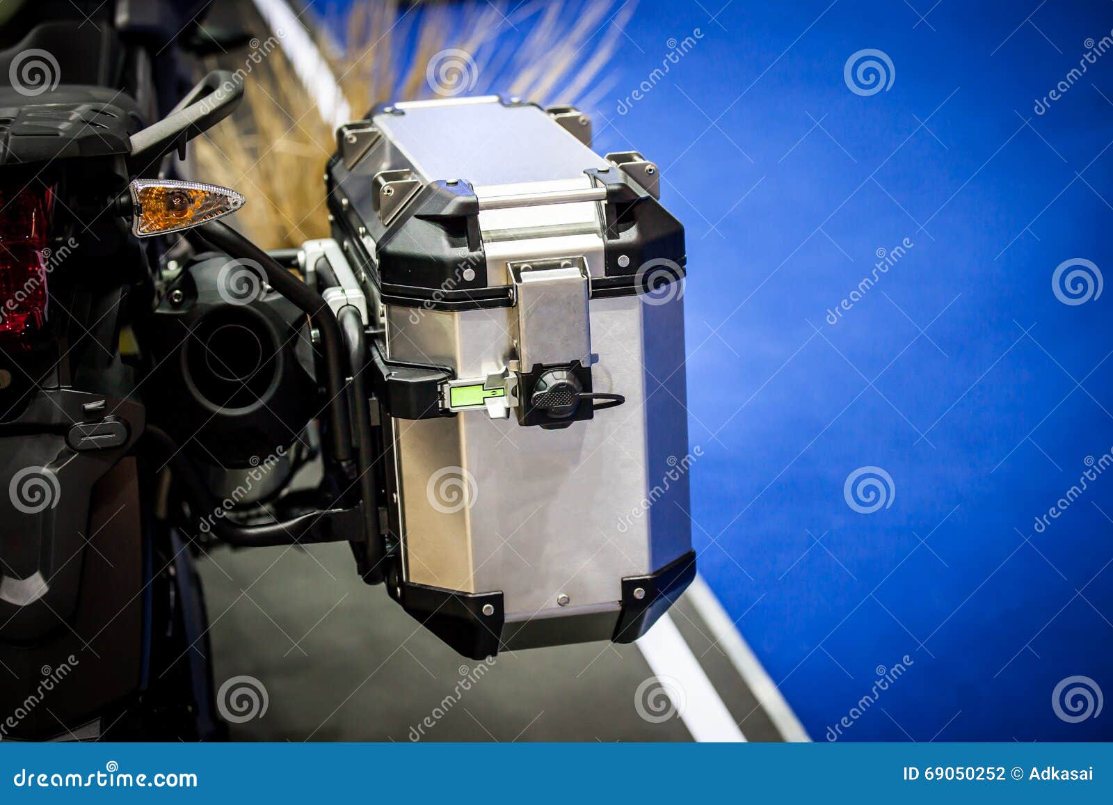 New Side Case Fitment Kit Racks on Motorcycle Stock Photo - Image of ...