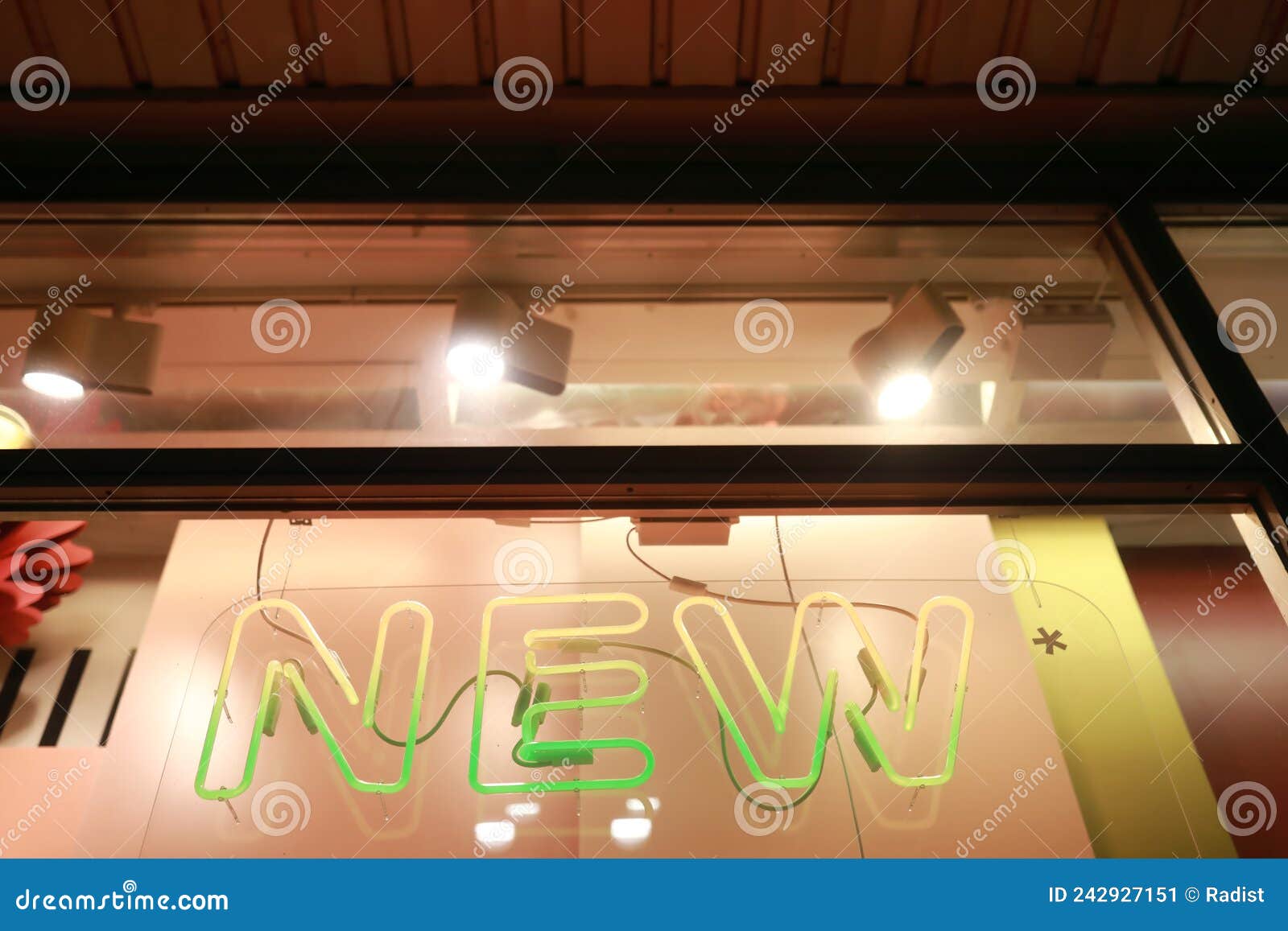 New Sign on Window of Building Stock Image - Image of board, design ...