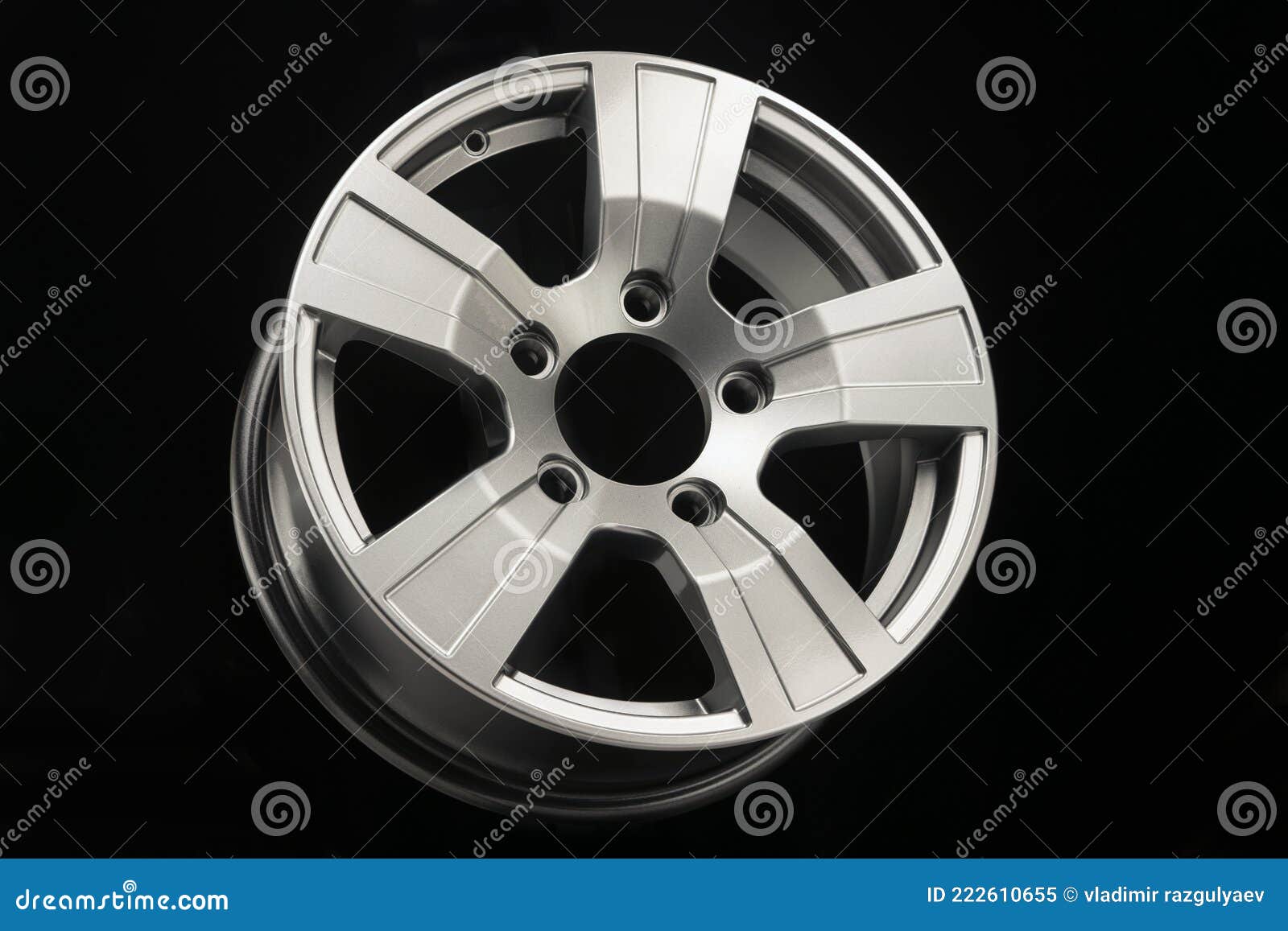 New Silver Alloy Wheels for SUVs on Black Background, Side View Stock ...