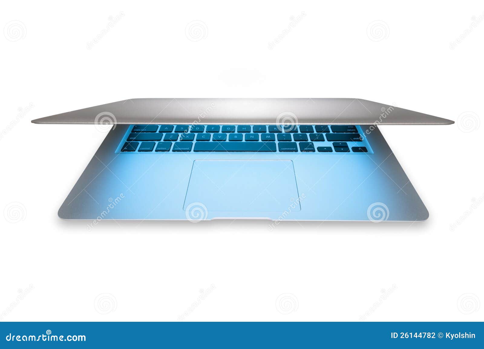 New Silver Laptop in Aluminum Isolated on White. Stock Photo - Image of ...
