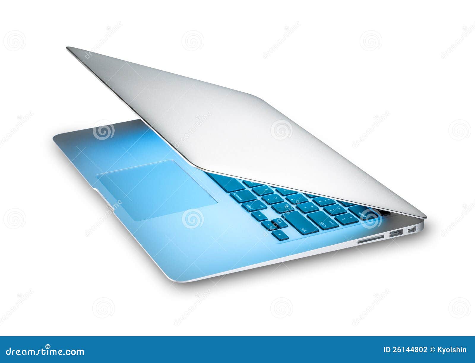 New Silver Laptop in Aluminum Isolated on White. Stock Photo - Image of ...