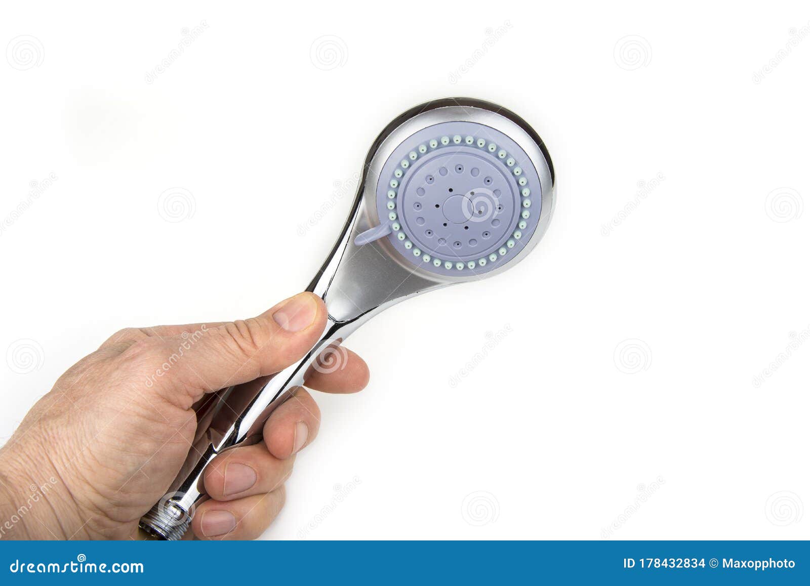 New Silver Shower Head on a White Background Stock Photo - Image of ...