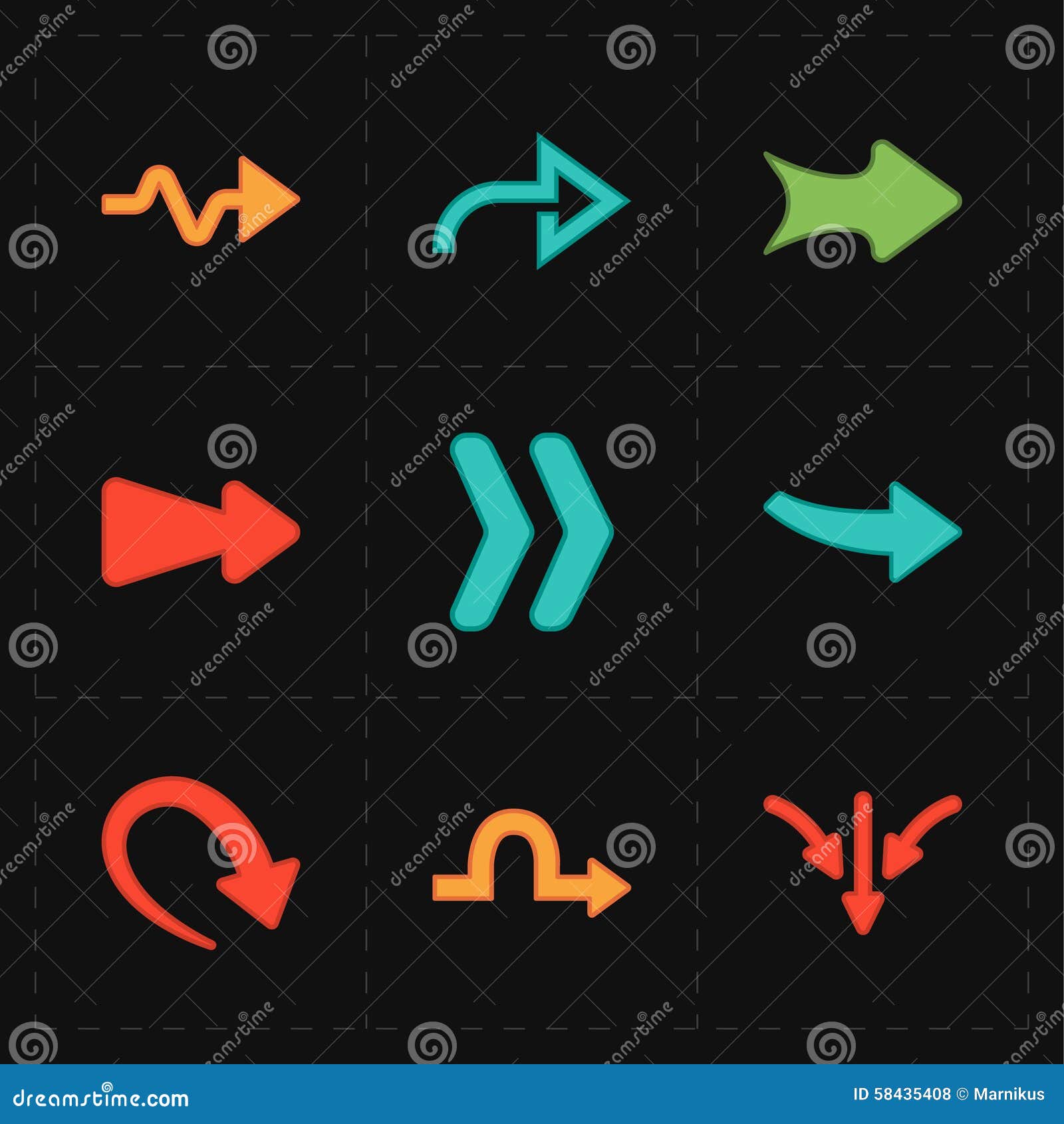 9 new simple arrows stock vector. Illustration of color - 58435408