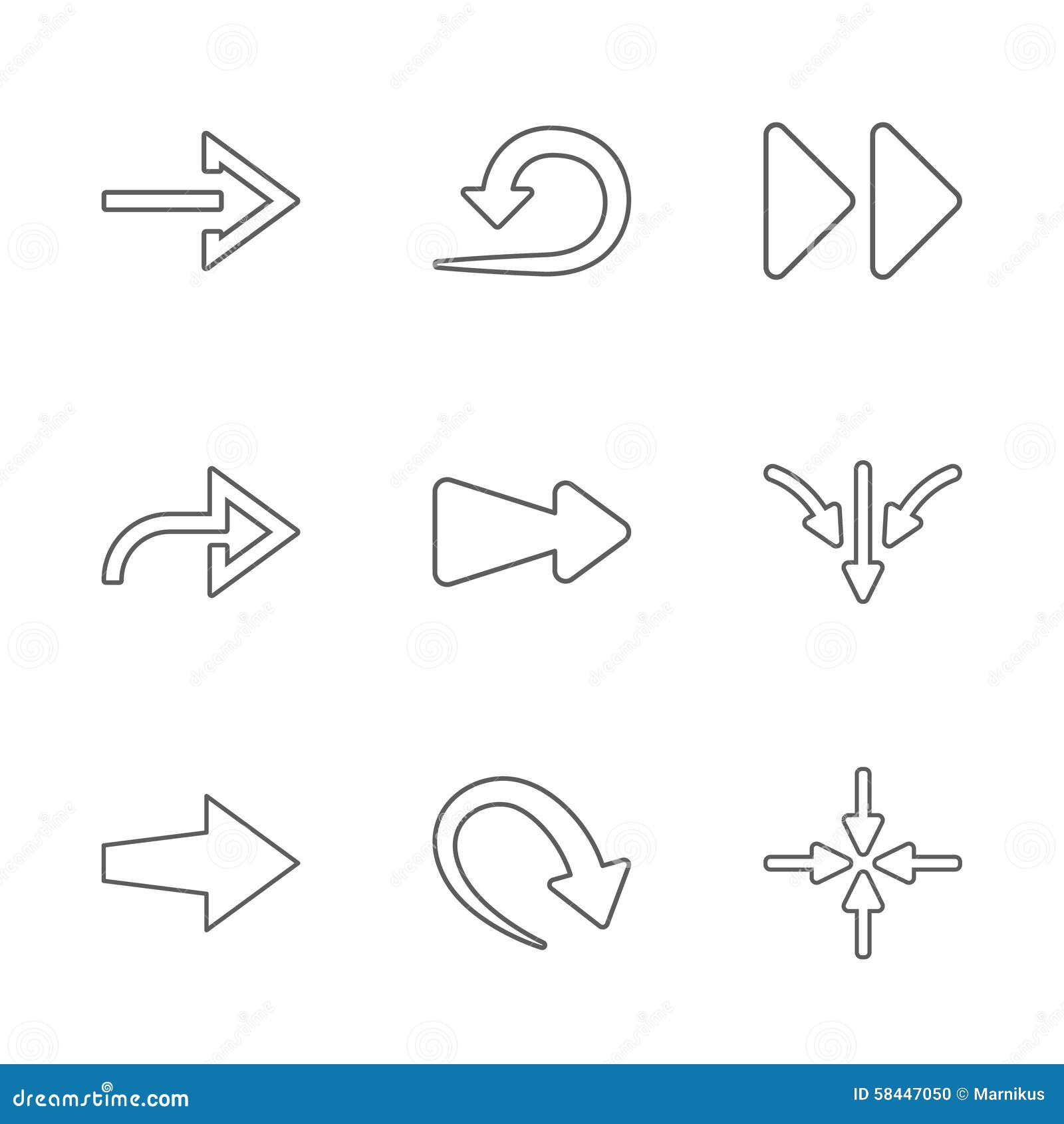 9 new simple arrows stock vector. Illustration of contour - 58447050