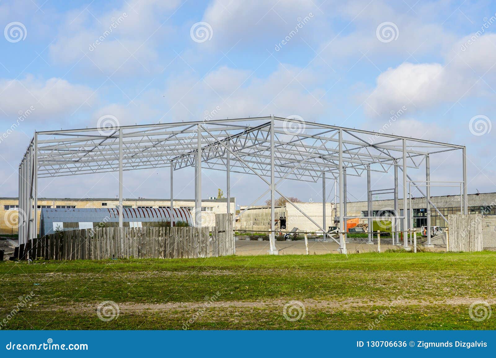 Skeleton of Metal Building Under Construction, Industrial Object Stock ...