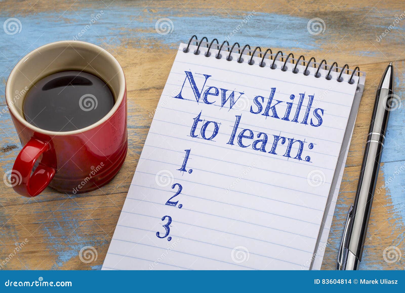 New Skills To Learn List in Notebook Stock Photo - Image of rustic ...