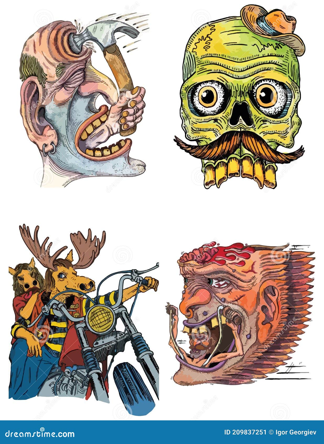 New Skool Horror Tattoo Flash Set Poster Template Stock Vector ...