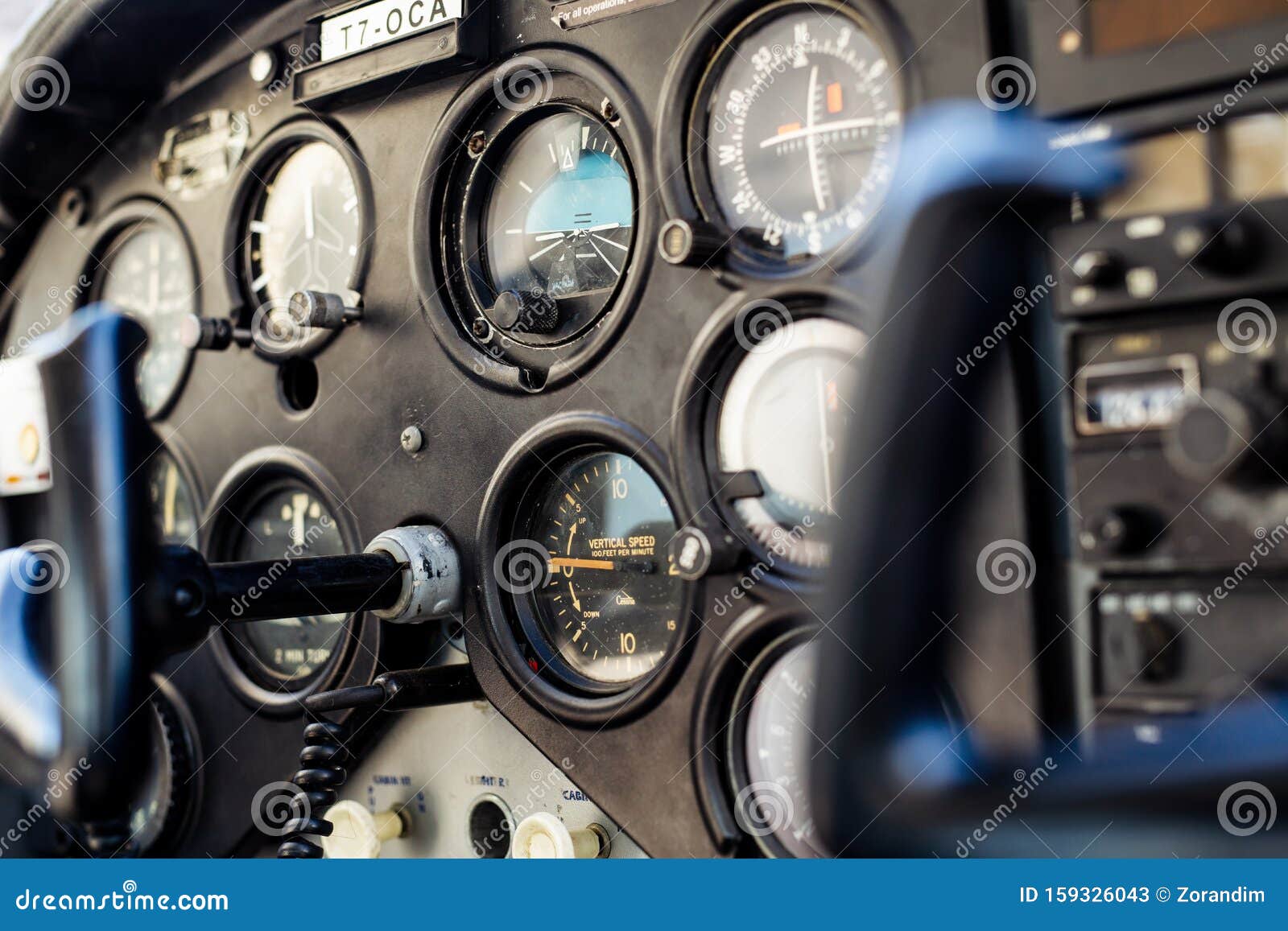 Small Airplane Instrument Panel in Flight Stock Image - Image of ...