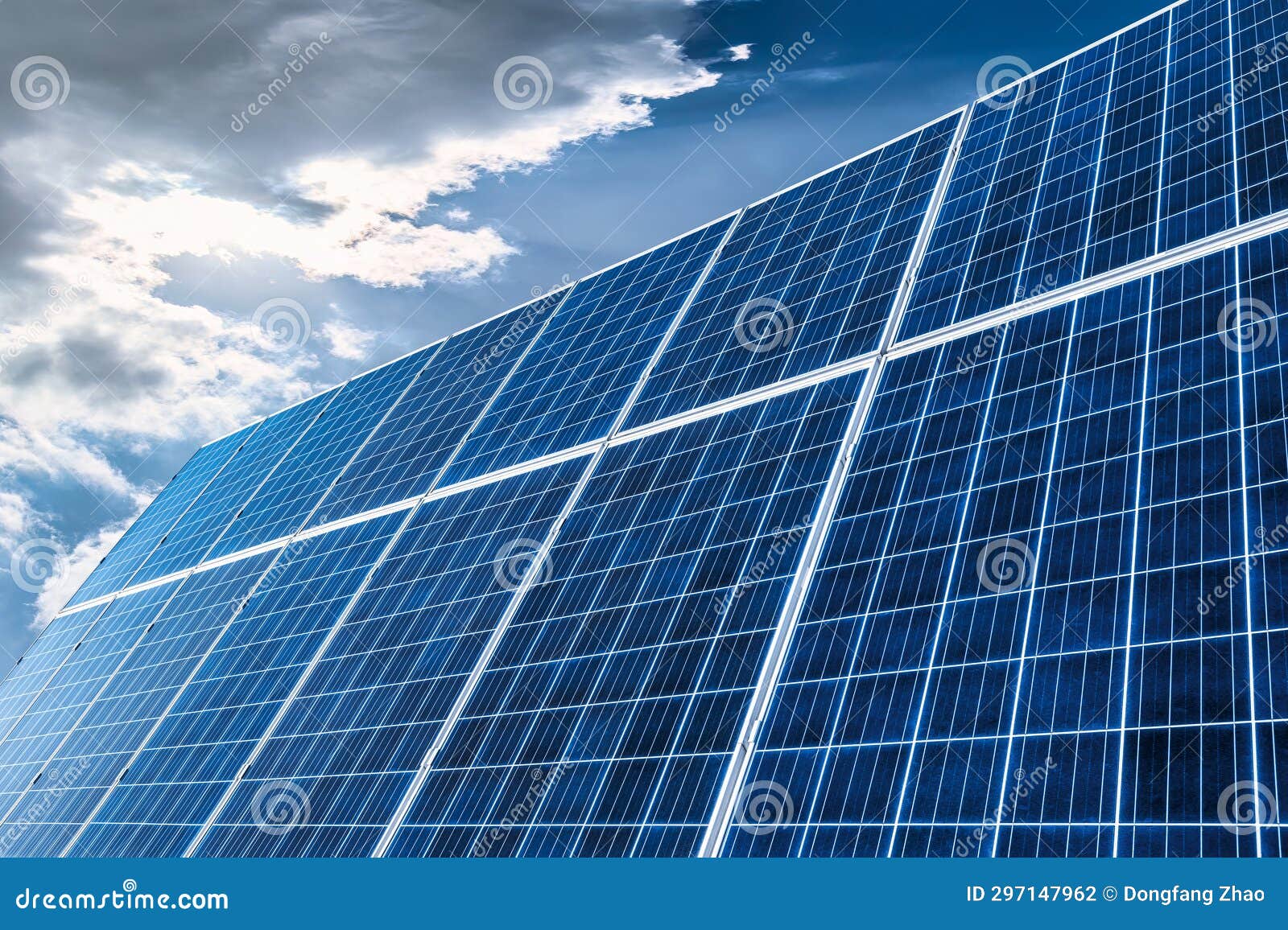 New solar panels and sky stock photo. Image of climate - 297147962