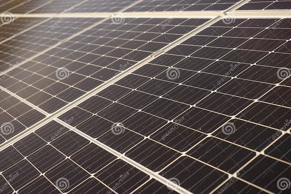 New Solar Panels, Side View Close Up Stock Photo - Image of modern ...
