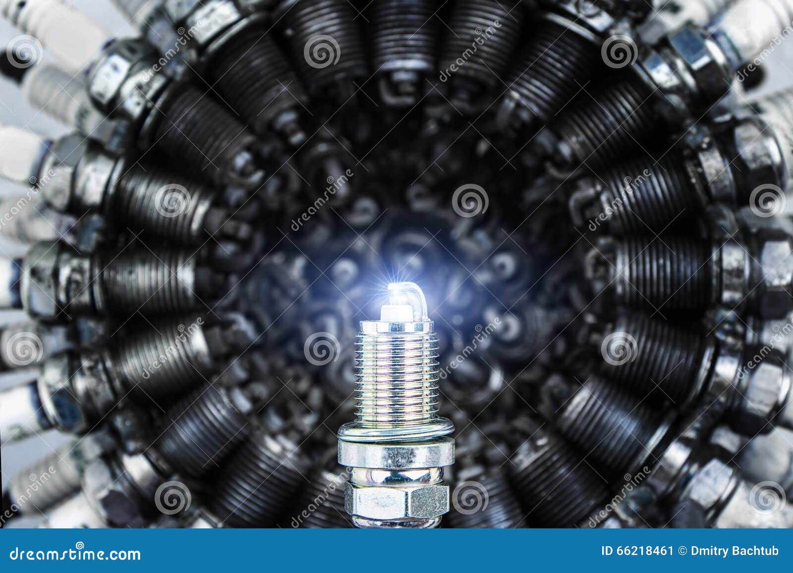 New Spark Plug on a Background of Old Spark Plugs Stock Illustration ...