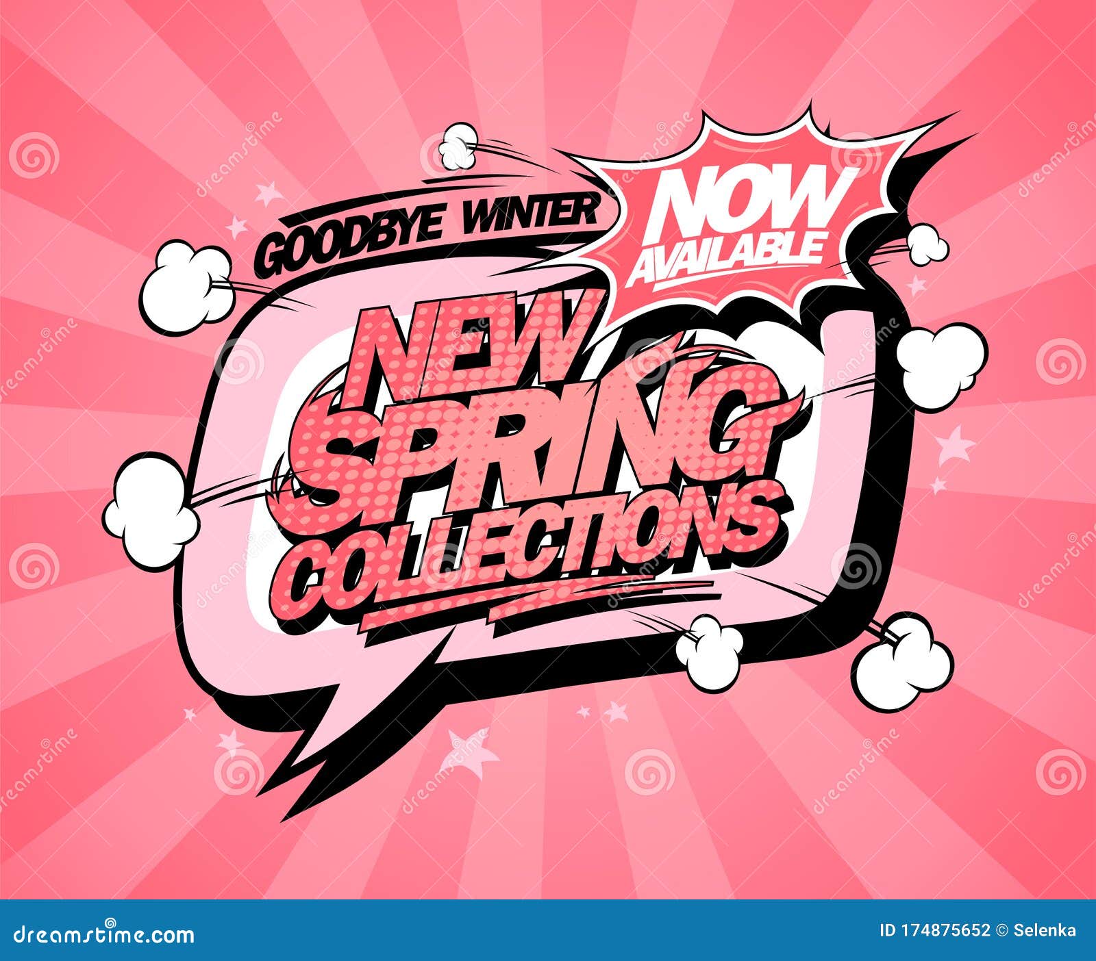 New Spring Collections Banner with Speech Bubble Stock Vector ...