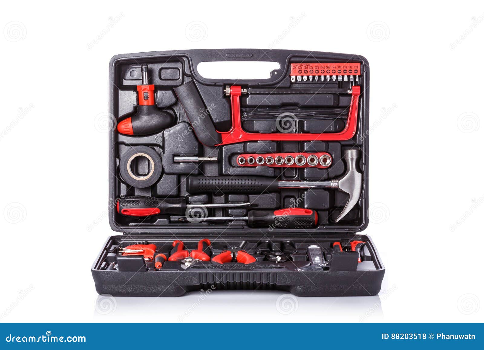 New Square Black Tool Box. Studio Shot Isolated on White Stock Photo ...