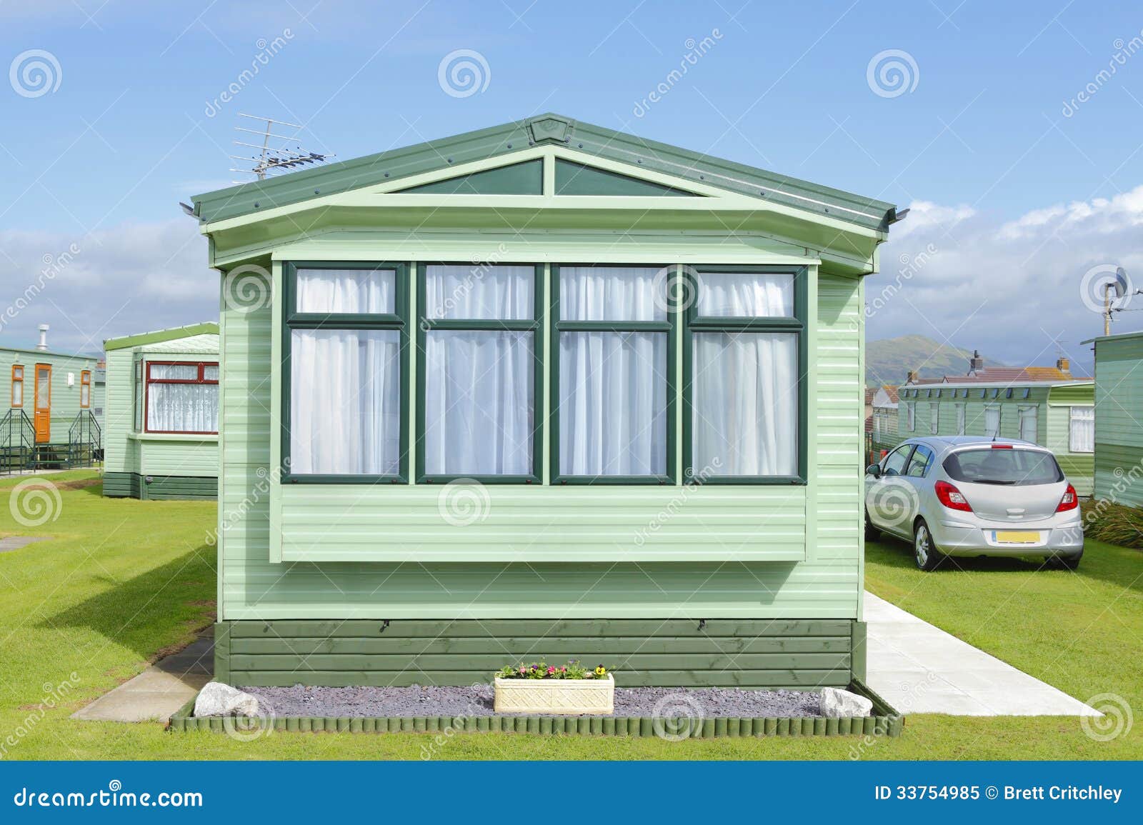 New Static Trailer Home Caravan Stock Image - Image of vacation, green ...