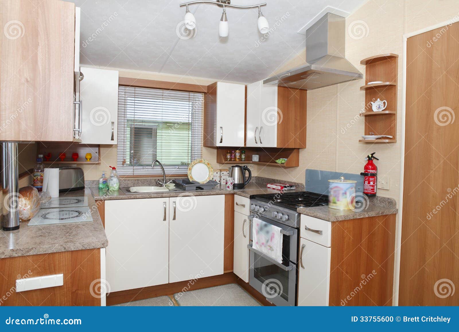 New Static Home Caravan Interior Stock Photo - Image of fire ...