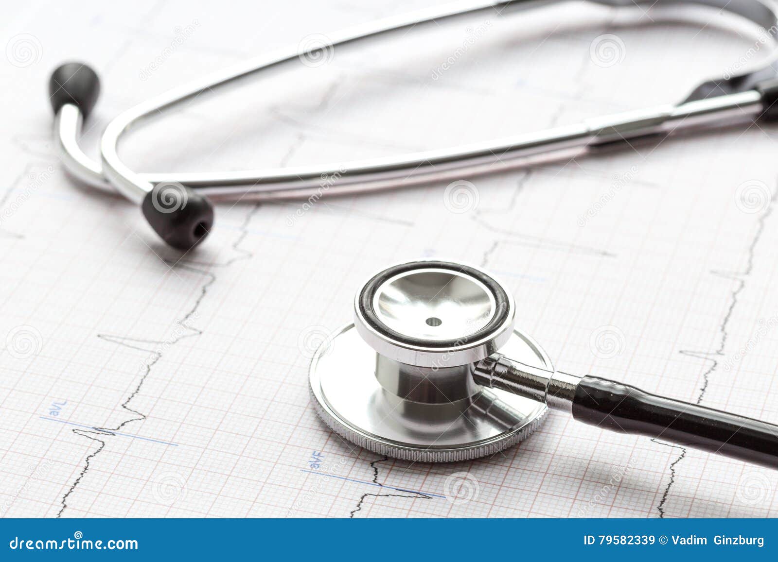 New Stethoscope on a White Background with Cardiogram Stock Image ...