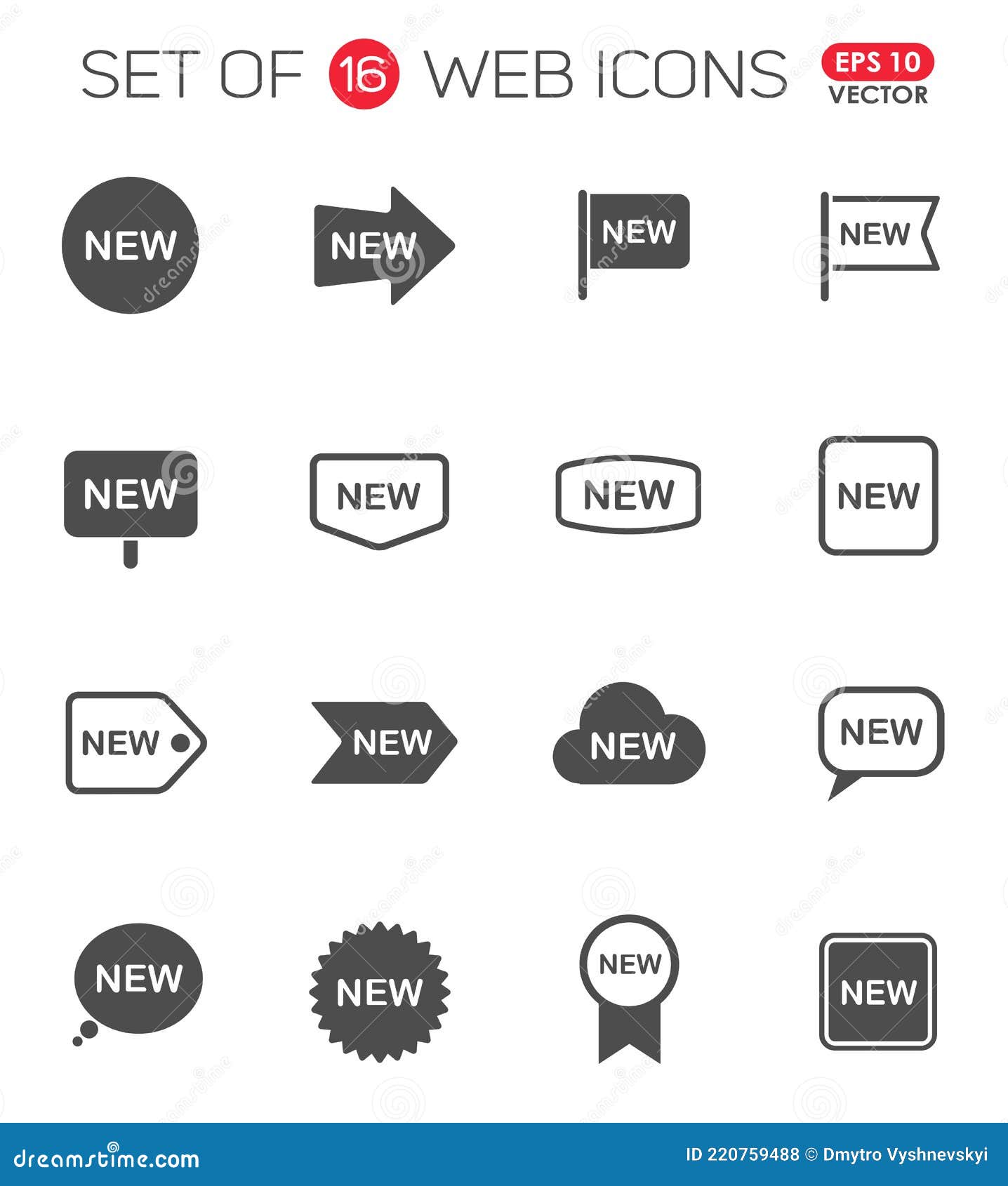 New sticker icon set stock vector. Illustration of pink - 220759488