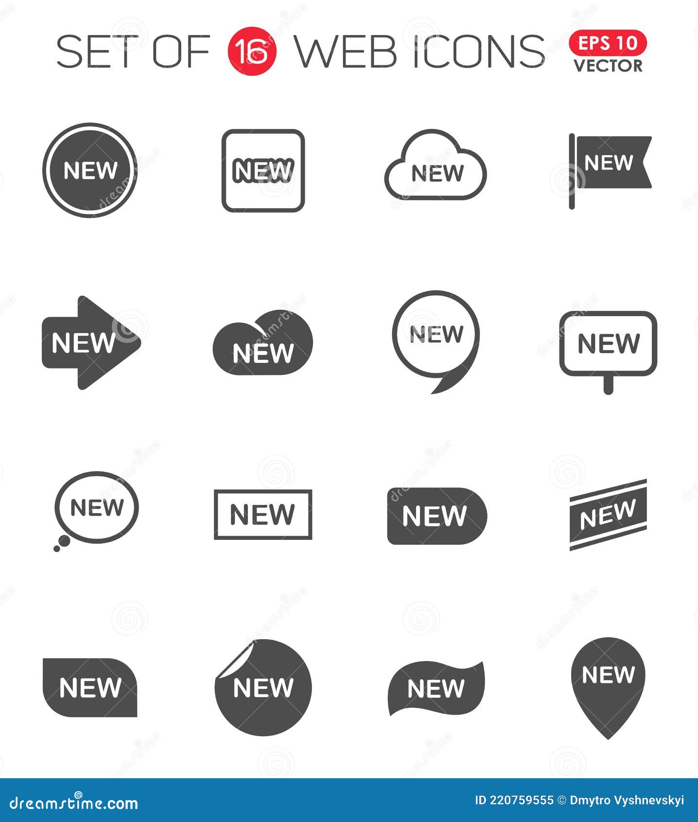 New sticker icon set stock vector. Illustration of sticker - 220759555