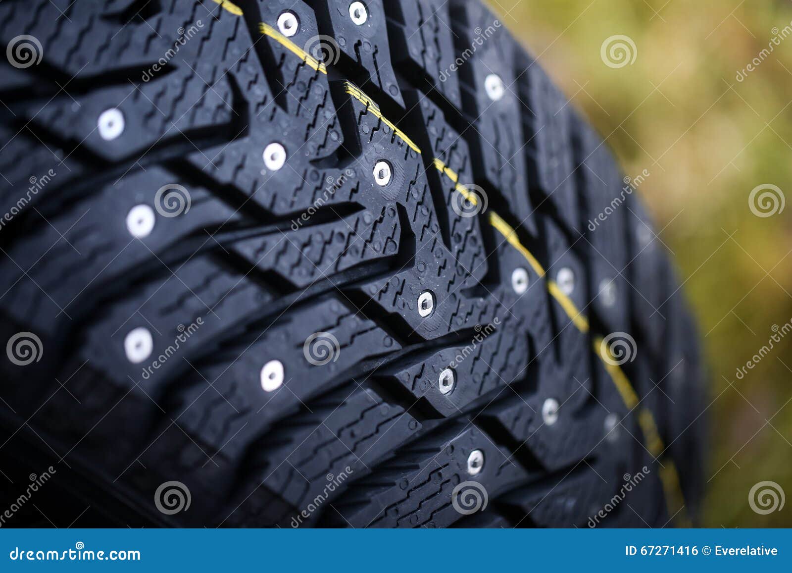 New studded tire stock photo. Image of wheel, winter - 67271416