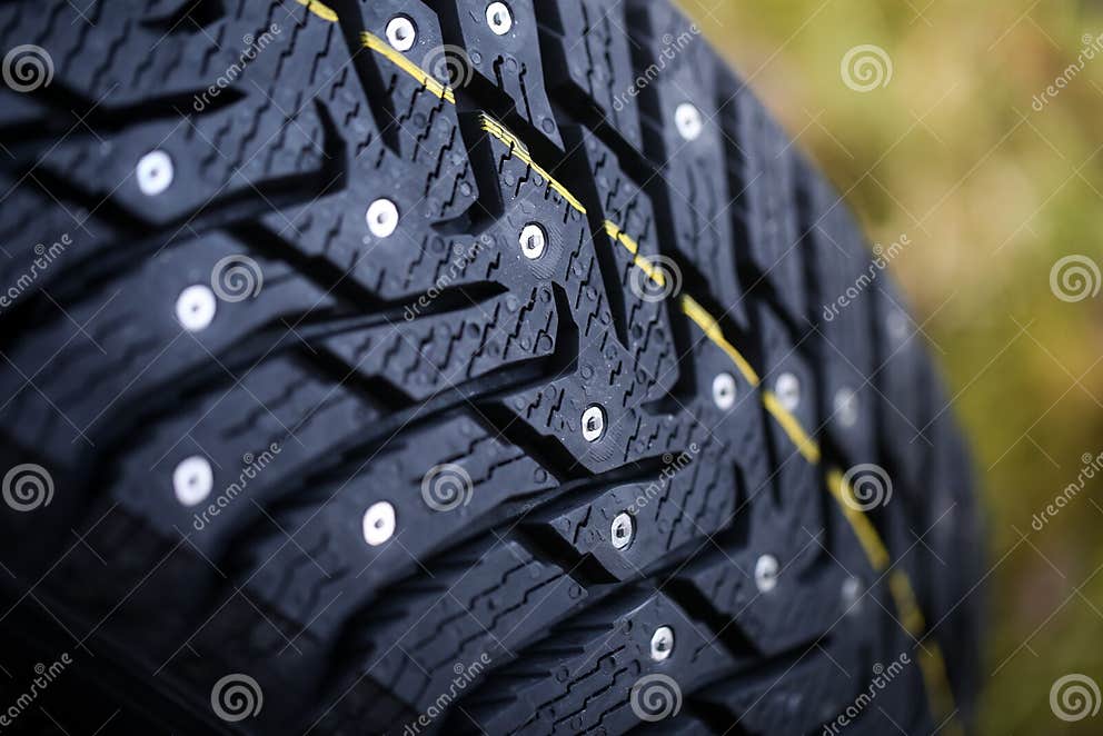 New studded tire stock photo. Image of wheel, winter - 67271416