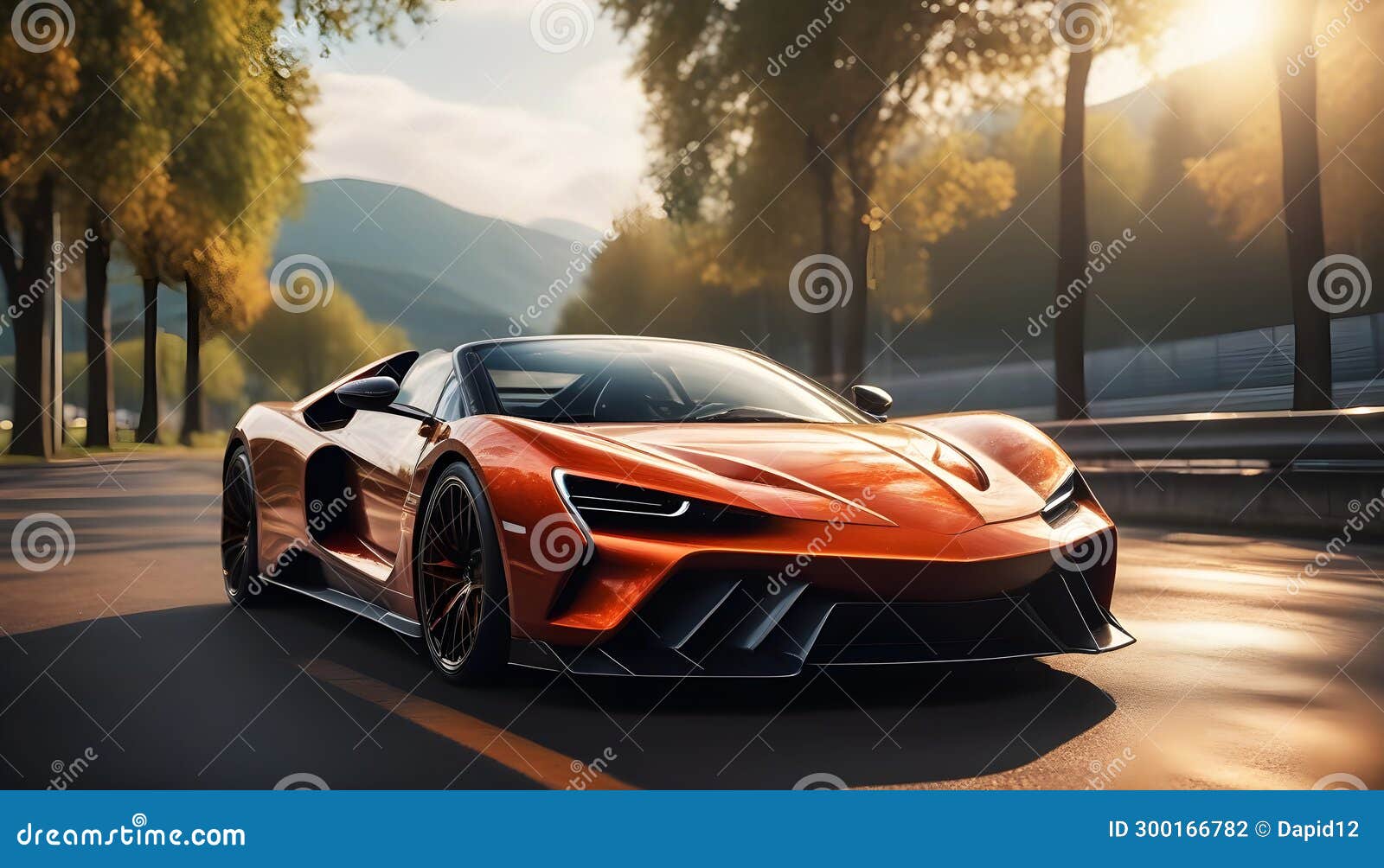 The New Super Car is Driving Down the Road Stock Illustration ...