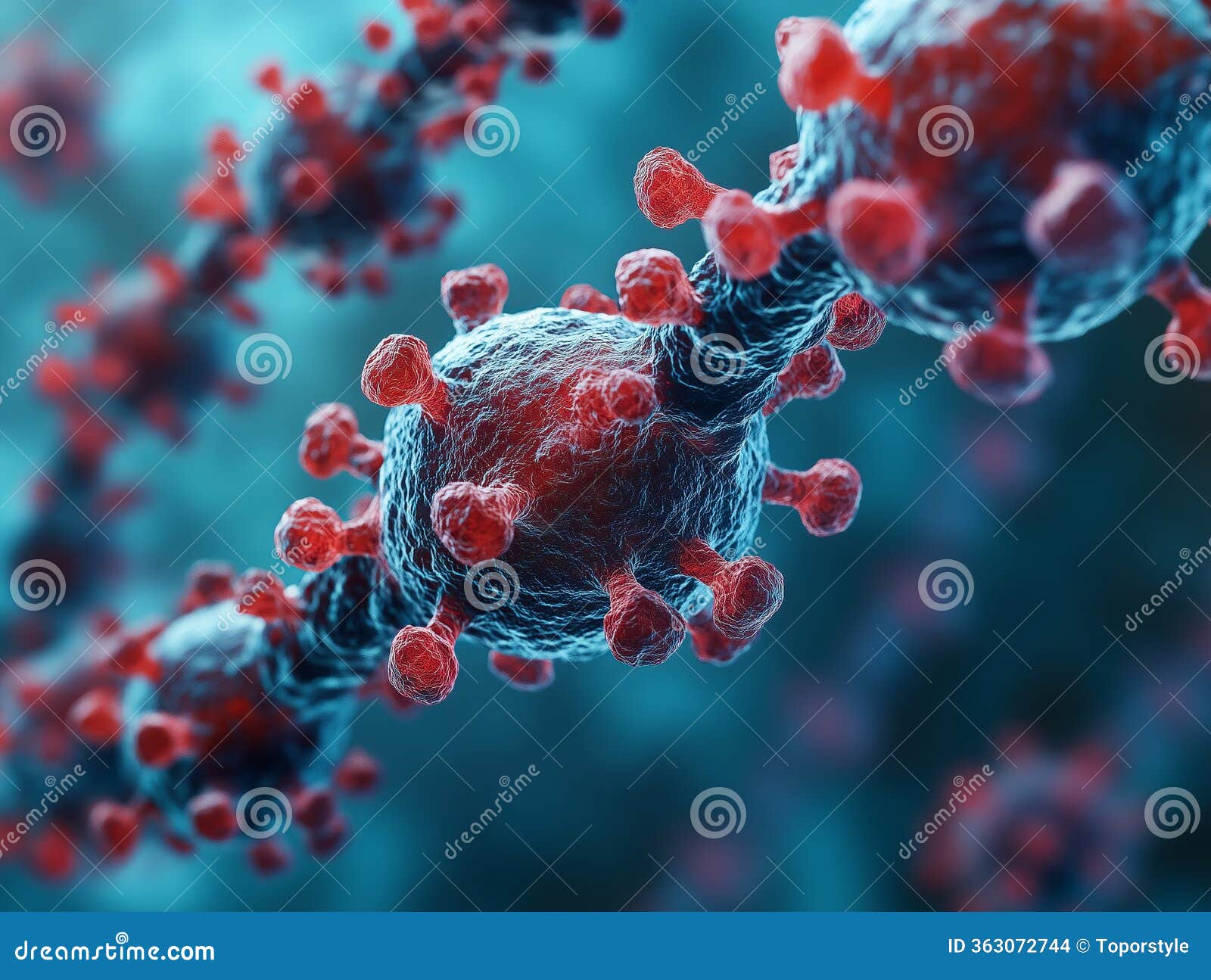 New, Super Virus, Under the Microscope. Lined Up in a Chain. Danger of ...