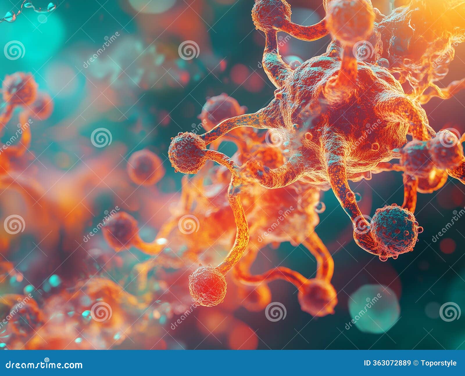 New, Super Virus, Under the Microscope. Lined Up in a Chain. Danger of ...