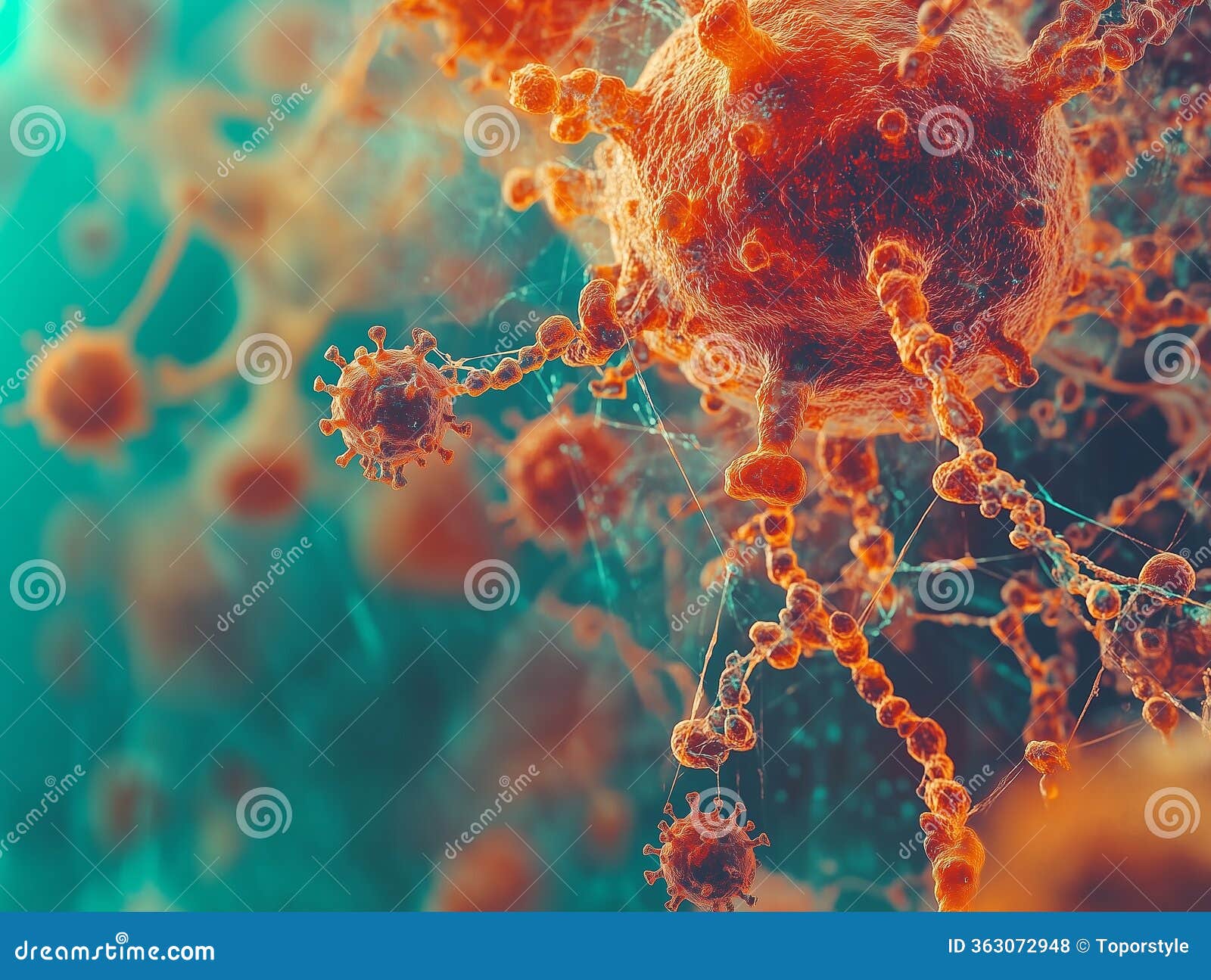 New, Super Virus, Under the Microscope. Lined Up in a Chain. Danger of ...