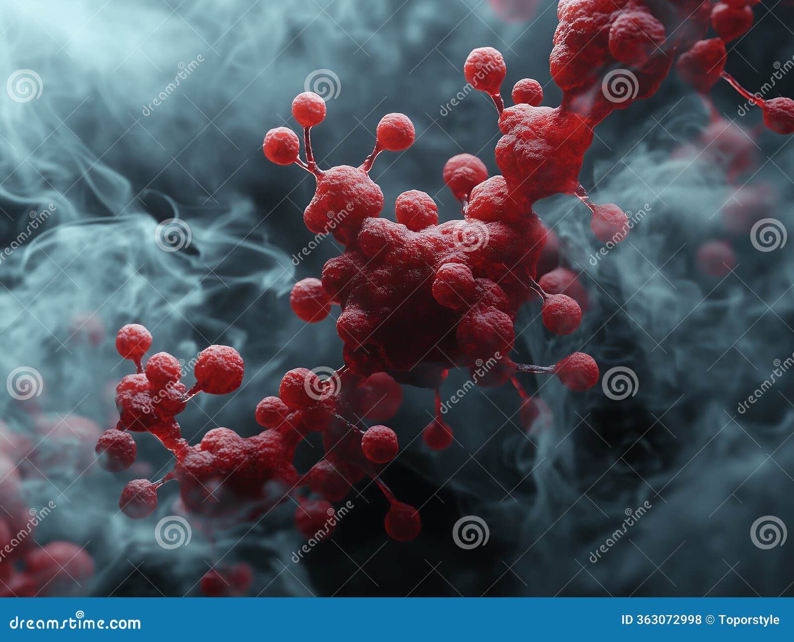 New, Super Virus, Under the Microscope. Lined Up in a Chain. Danger of ...