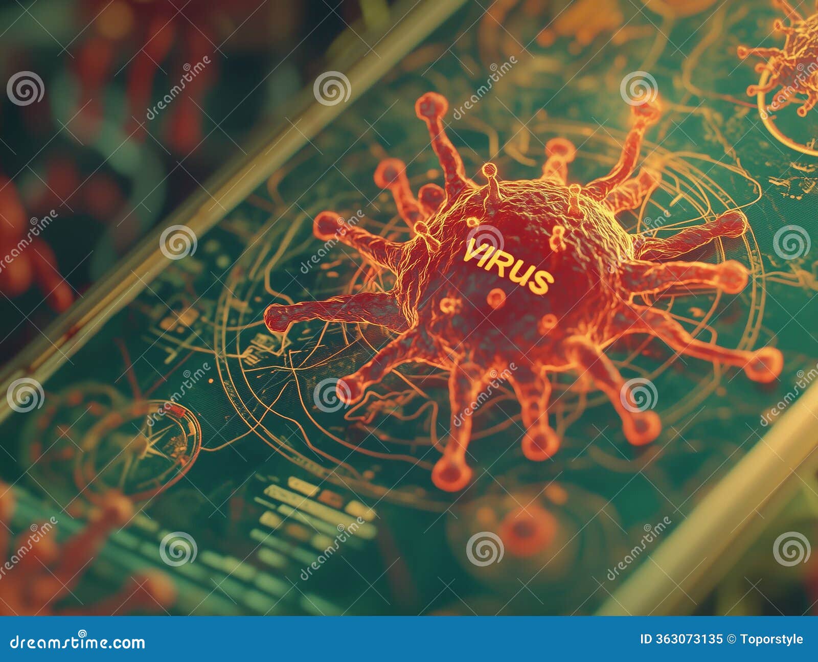 New, Super Virus, Under the Microscope. with Text - Virus . Danger of a ...