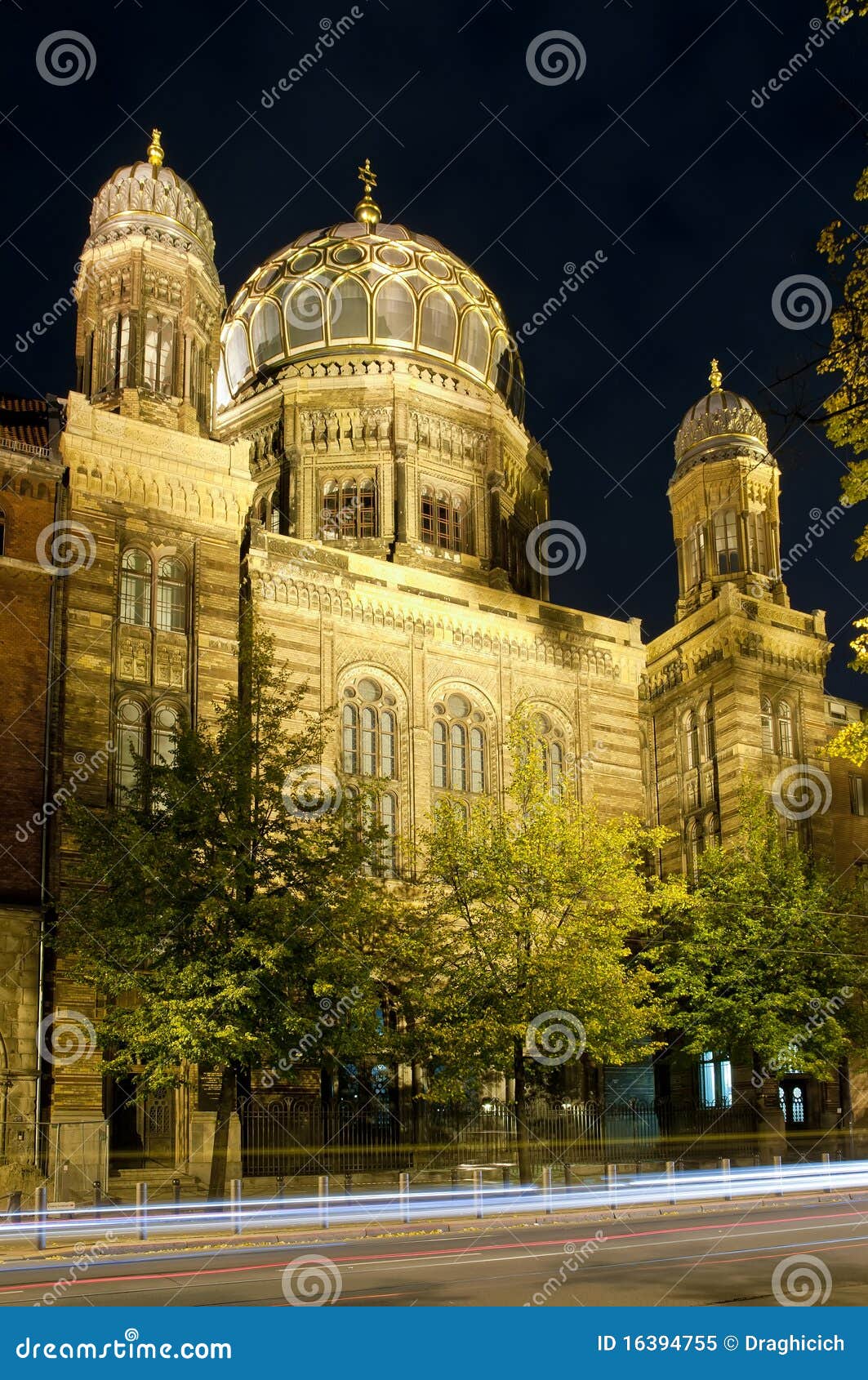 New Synagogue in Berlin at Night Stock Image - Image of german ...