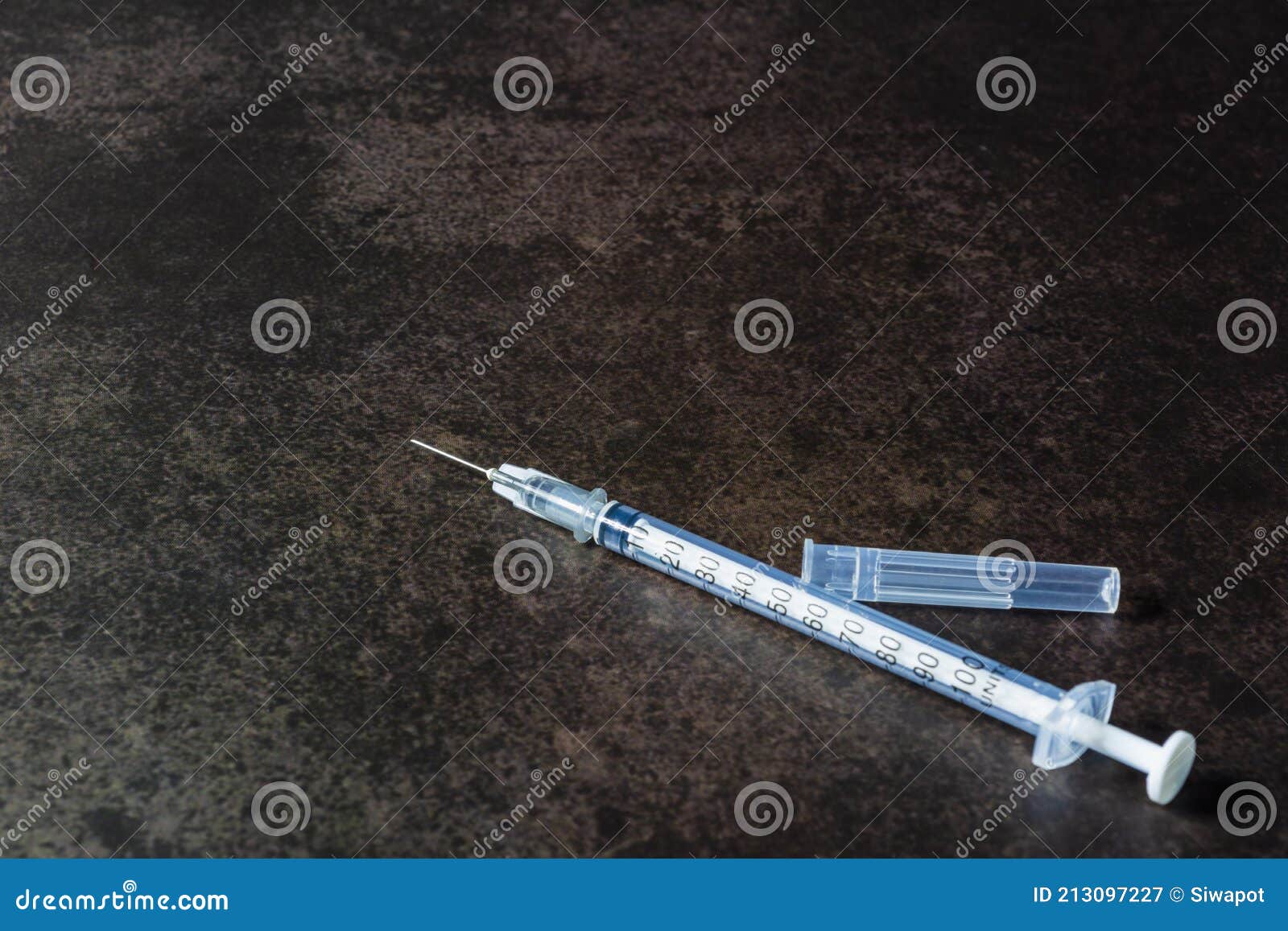 New Syringe on Dark Table Background Stock Image - Image of protection ...
