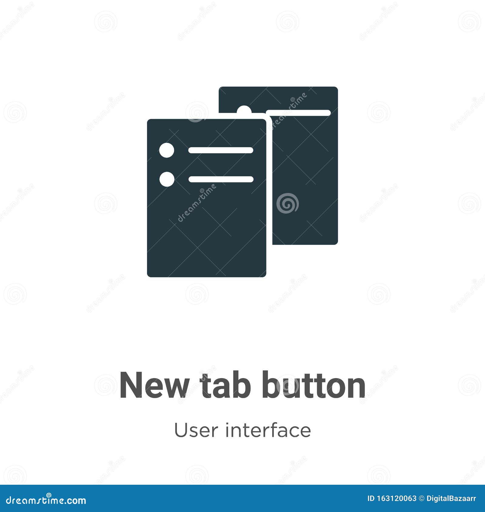 New Tab Button Vector Icon on White Background. Flat Vector New Tab ...