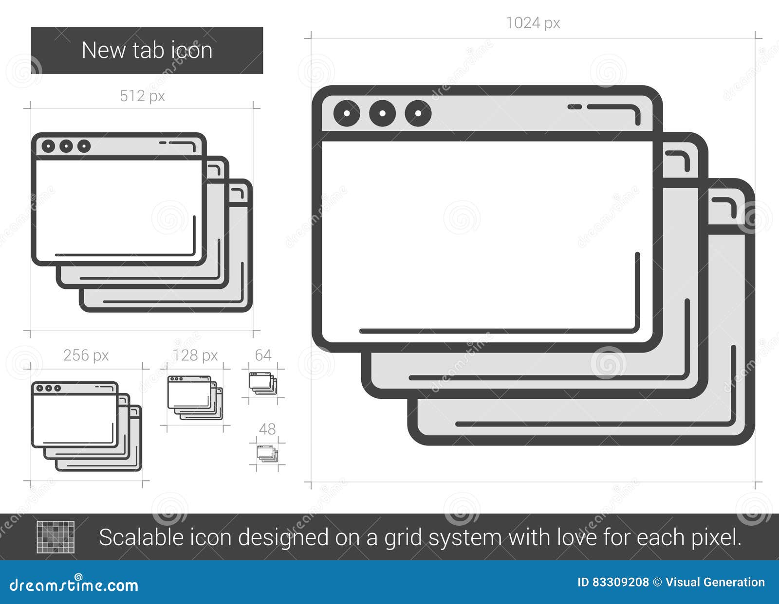 New tab line icon. stock vector. Illustration of contemporary - 83309208