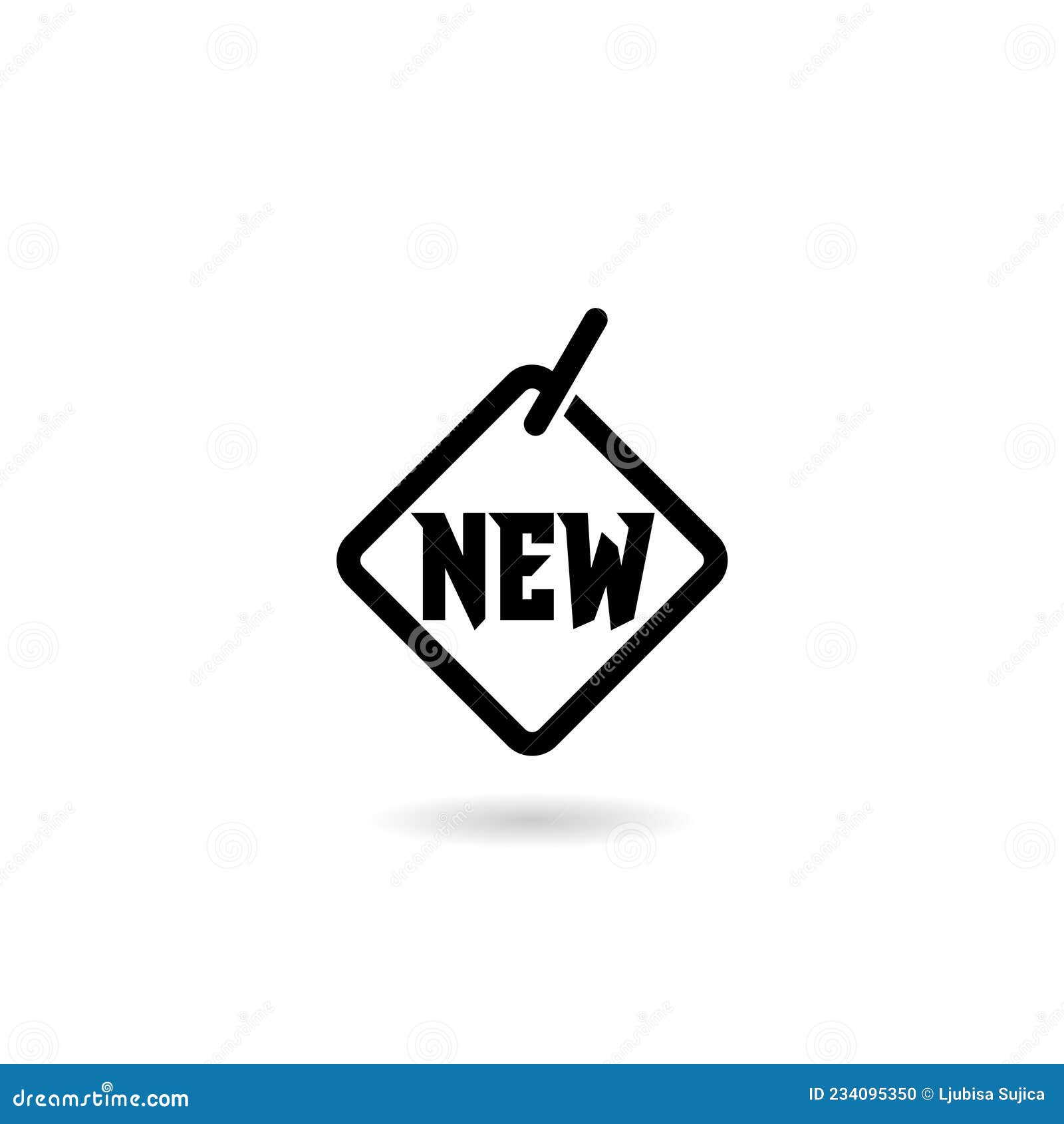 New Tag Icon with Shadow Isolated on White Stock Vector - Illustration ...