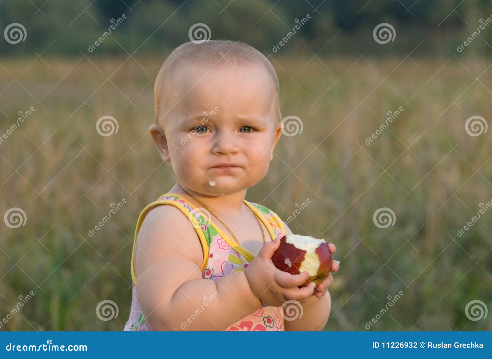 New taste. an apple. stock photo. Image of childhood - 11226932