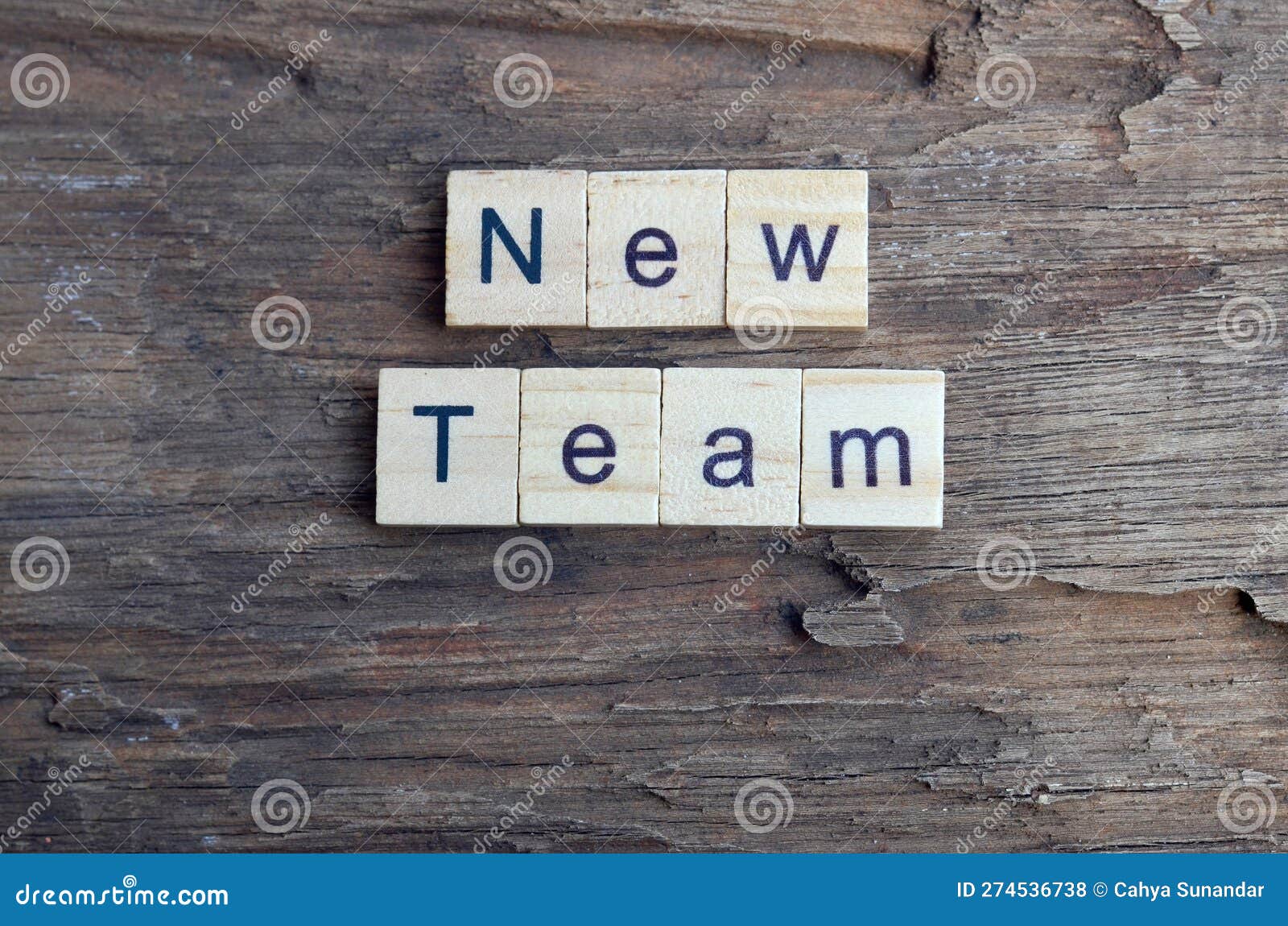 New Team Text on Wooden Square, Motivation Quotes Stock Photo - Image ...