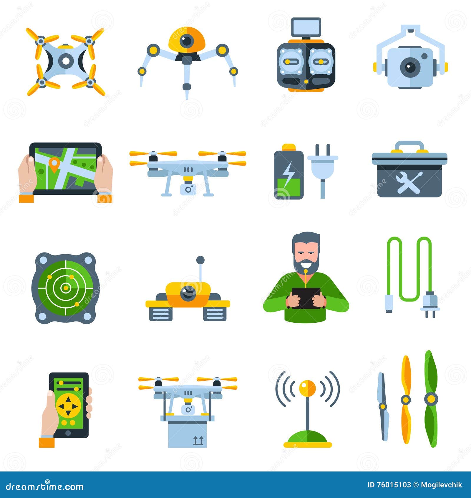 New Technologies Icon Set stock vector. Illustration of quadcopter ...