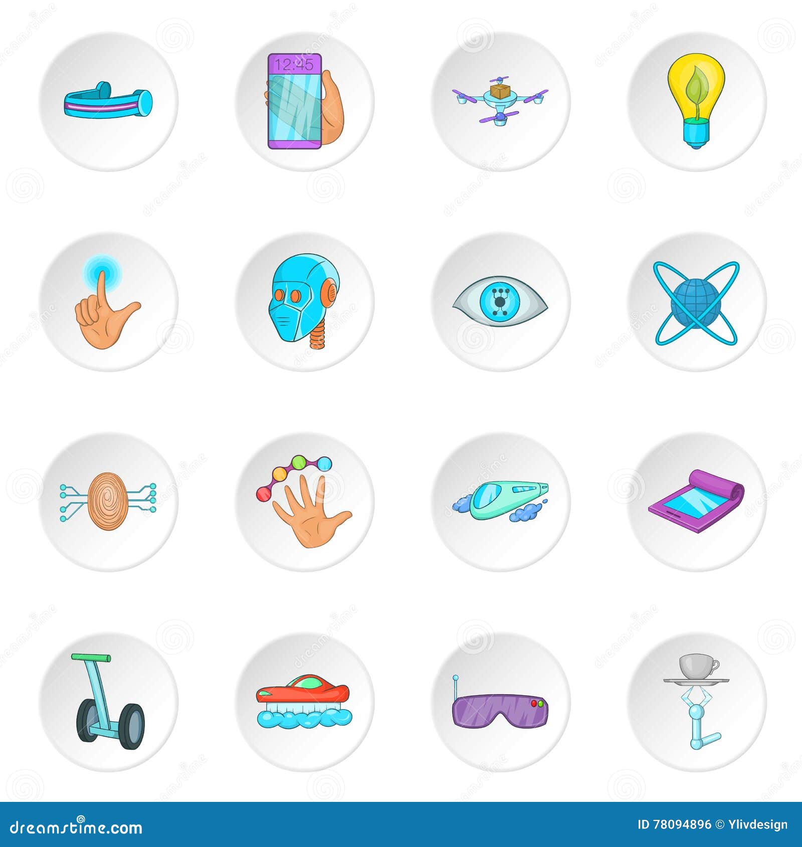 New Technologies Icons Set, Cartoon Style Stock Vector - Illustration ...