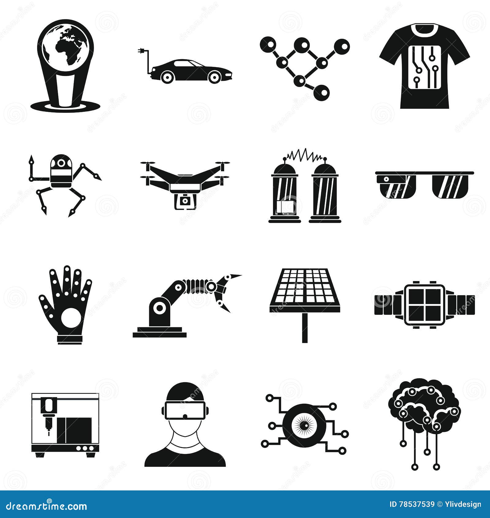 New Technologies Icons Set, Simple Style Stock Vector - Illustration of ...